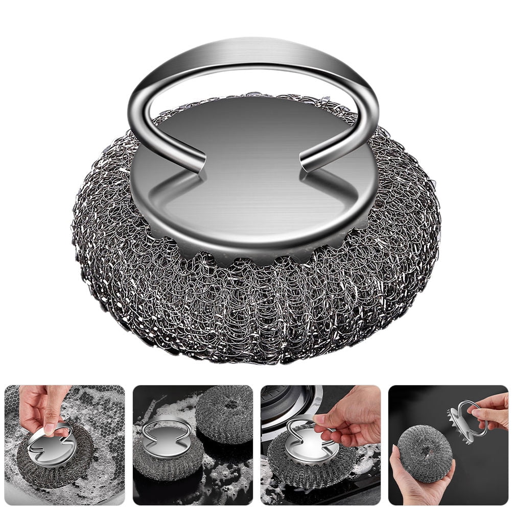 WEUVEB Stainless Steel Kitchen Dish Scrubber Brush for Cleaning with ...