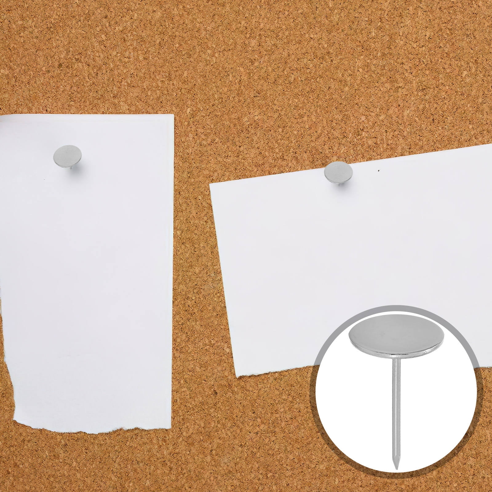 WEUVEB Wall Tacks for Hanging 100Pack Flat Head Thumbtacks Silver Iron ...