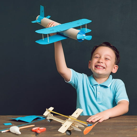 WEUVEB Wood Airplane Model Kits for Kids, Easy to Assemble Plastic Toy ...