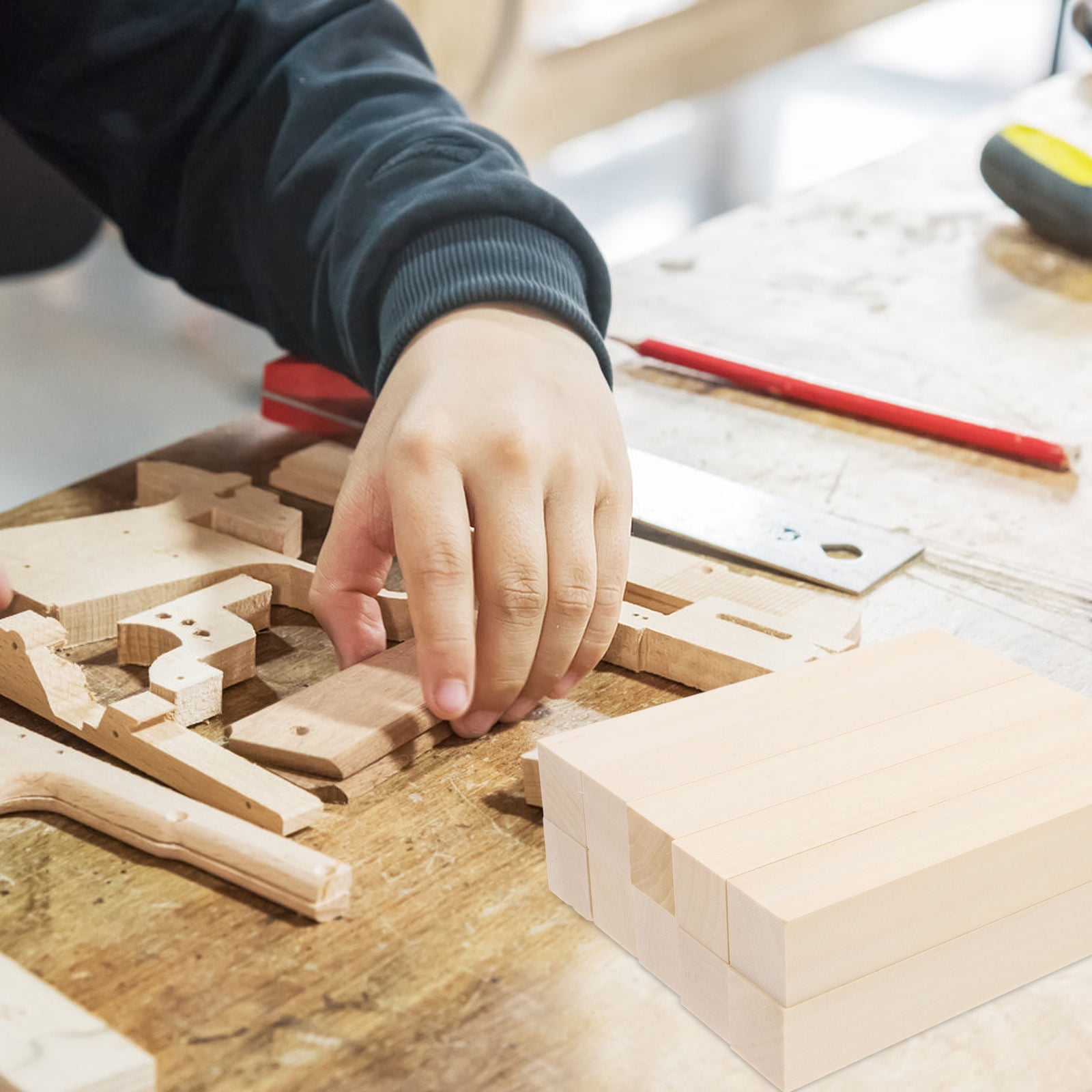WEUVEB 10Pcs Basswood Craft Blocks Soft Texture Wood for Home ...