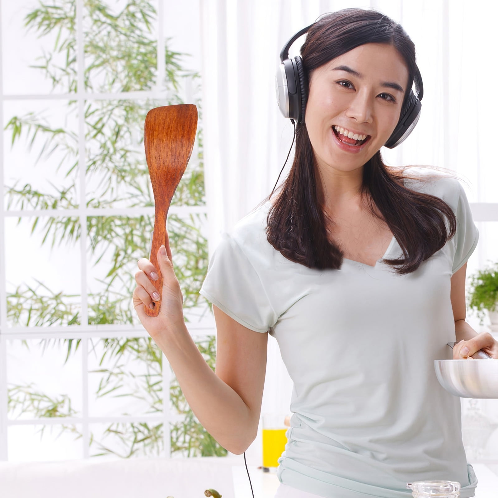 WEUVEB Wood Kitchen Spatulas Solid Wood Spatula for Stir-Frying Cooking ...