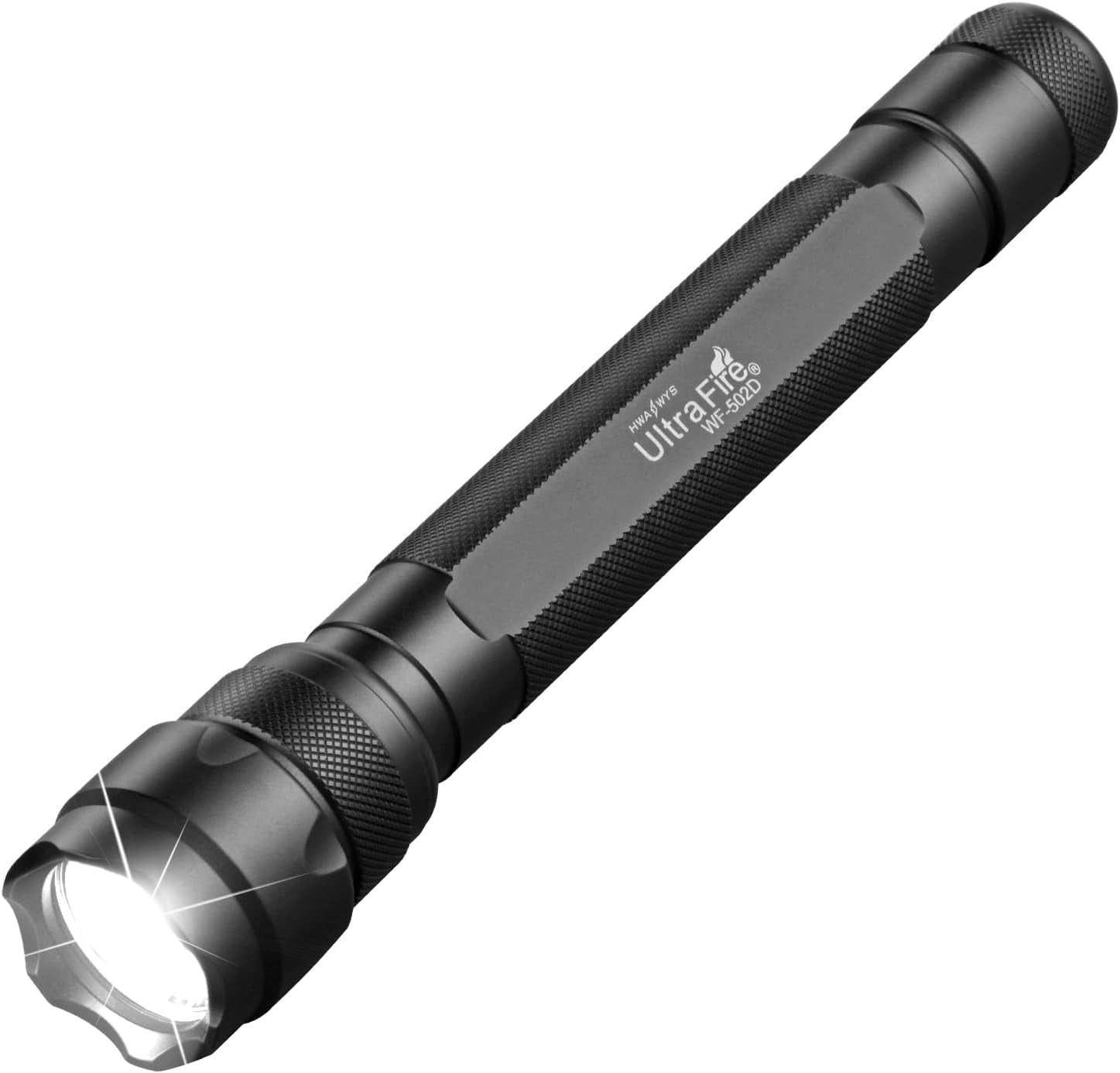 WF-502D LED Tactical Flashlight Super Bright 1300 Lumens 3 Modes EDC Flash Light with 2PCS ...