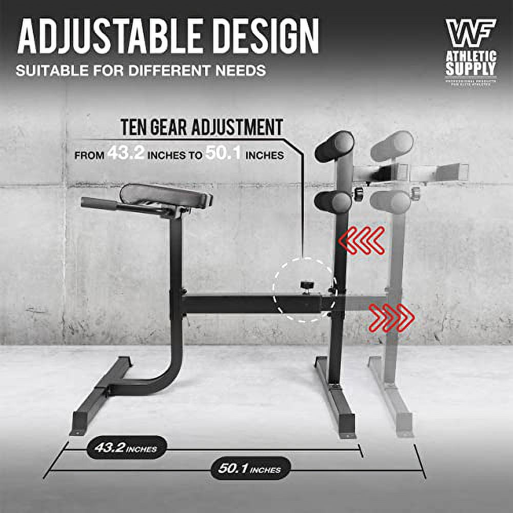 WF Athletic Supply 45/90 Degree Strength Roman Chair with Handle, Adjustable Hyperextension Ab ...