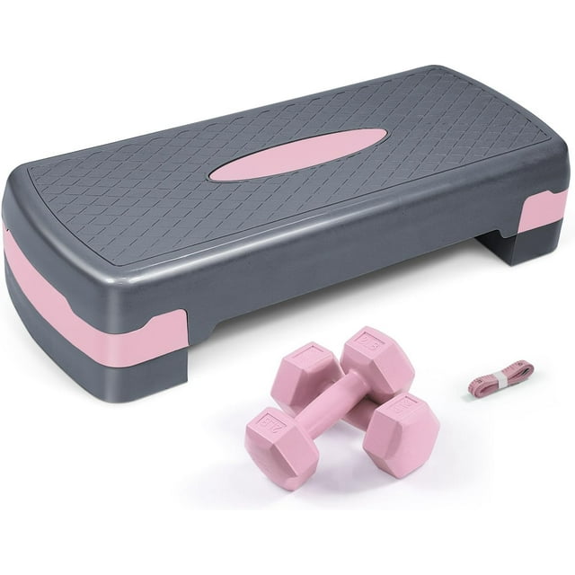 WF Athletic Supply Aerobic Stepper Set with Dumbbells & Measuring Tape ...