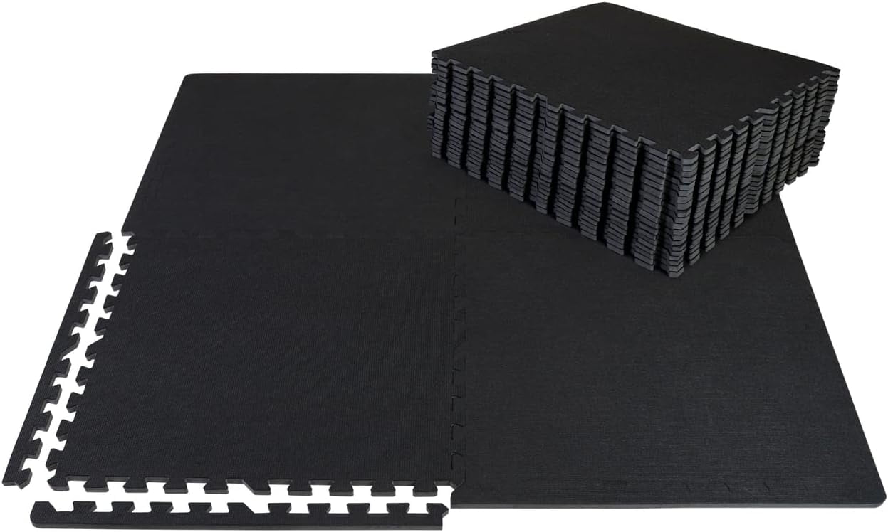 WF Athletic Supply Carpet Top EVA Foam Floor Tiles, Black Carpet ...