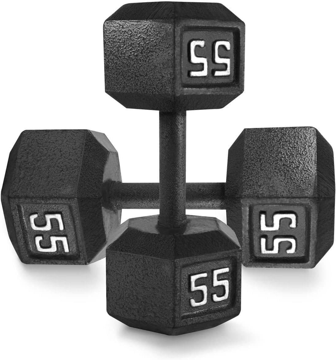 WF Athletic Supply Cast Iron Solid Hexagon Gray/Black Dumbbells ...