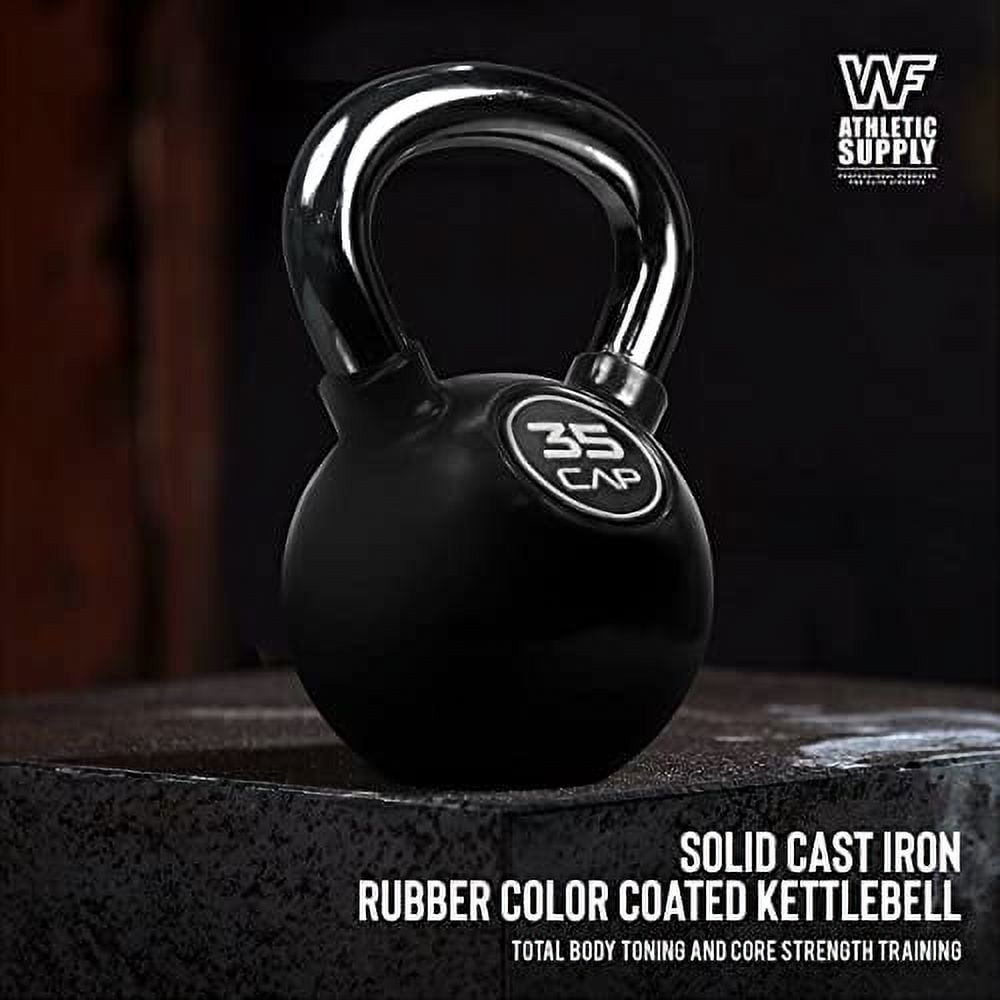 WF Athletic Supply Color Rubber Coated Kettlebell with Chrome Handle ...