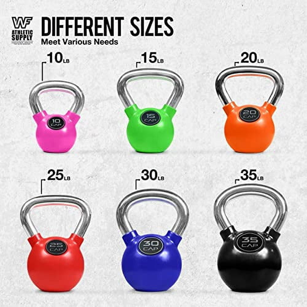 WF Athletic Supply Color Rubber Coated Kettlebell with Chrome Handle ...