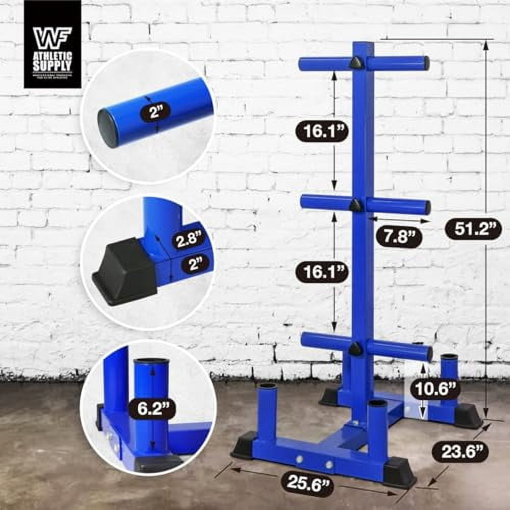 WF Athletic Supply Olympic Bumper Plate Storage Rack, Home Gym 2 Inch ...
