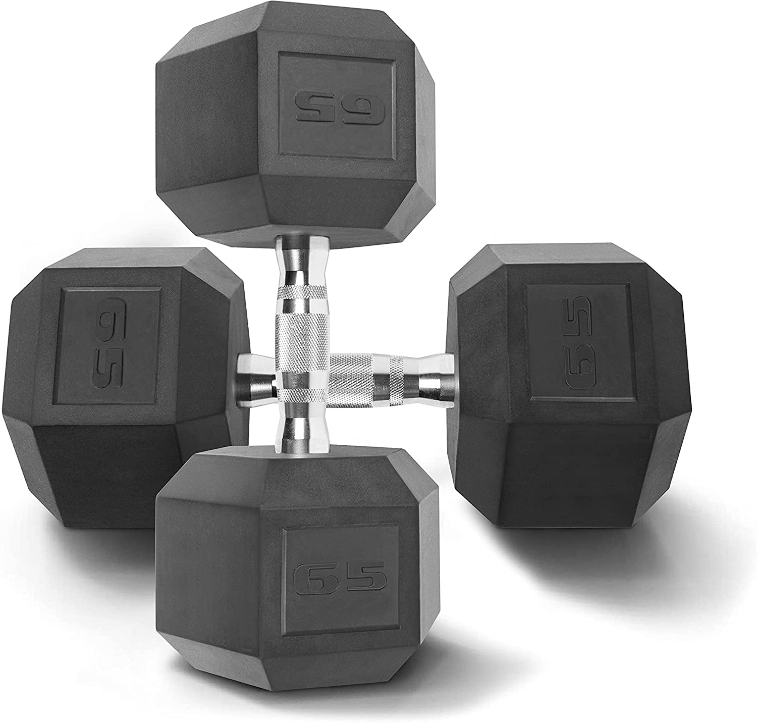 WF Athletic Supply Rubber Coated Solid Steel Cast-Iron Pair Dumbbells ...