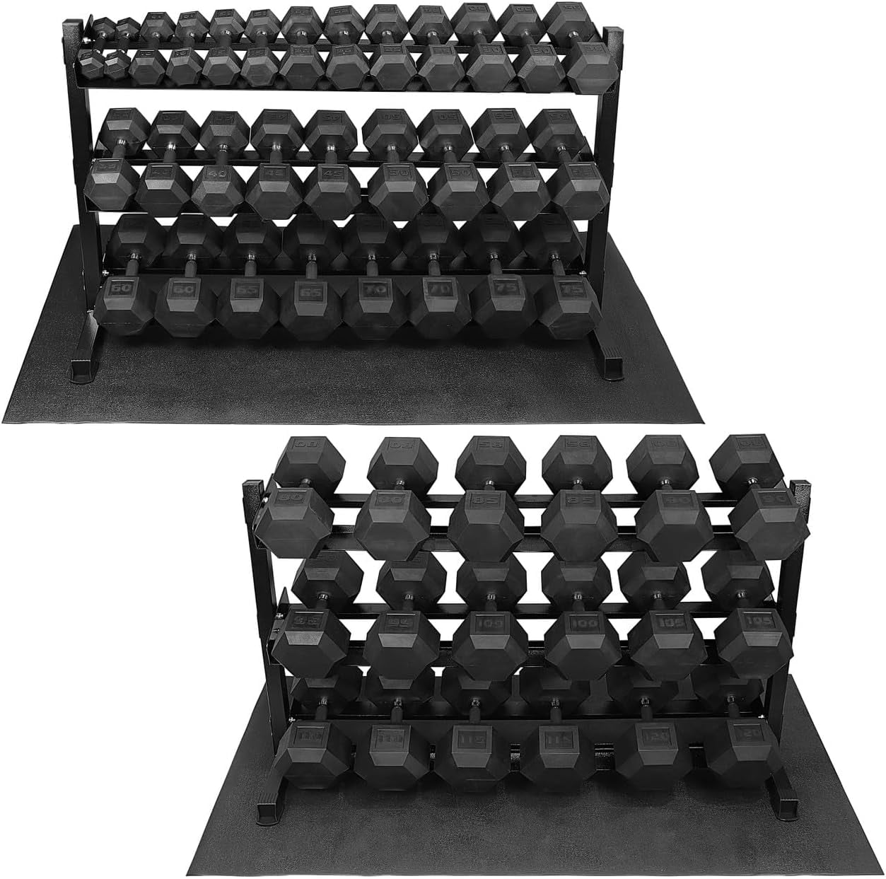 WF Athletic Supply Rubber Encased Hex Dumbbells with Rubber Grip ...