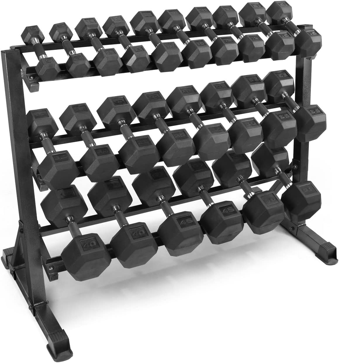 WF Athletic Supply Rubber Encased Hex Dumbbells with Rubber Grip ...