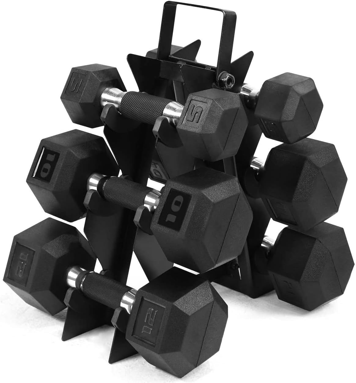 WF Athletic Supply Rubber Encased Hex Dumbbells with Rubber Grip ...