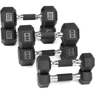Body Sport Rubber Encased Hex Dumbbell Weight, 70 lb. (Single) - Chrome ...