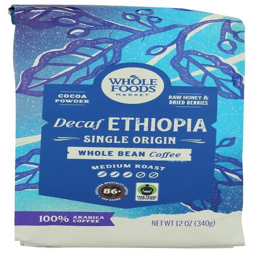 WF, Decaf Ethiopia Single Origin Whole Bean Coffee, Medium Roast, Cocoa ...