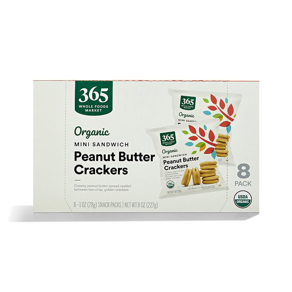WF, Organic Mini Peanut Butter Sandwich Crackers 8 Count, 1 Ounce ...