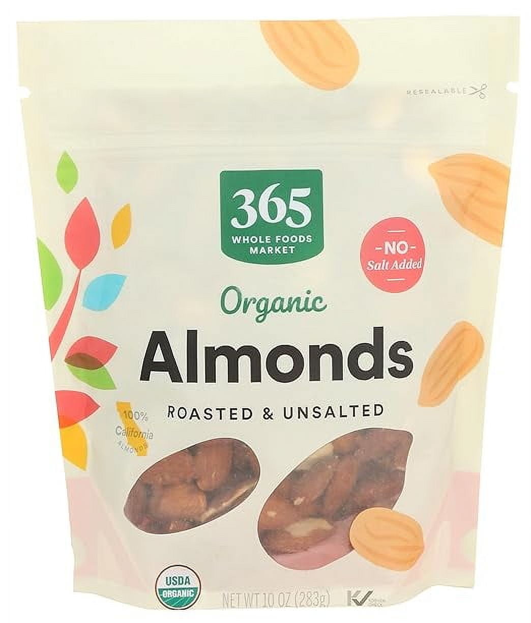 WF Organic Roasted Unsalted Almonds, 10 Ounce - Walmart.com