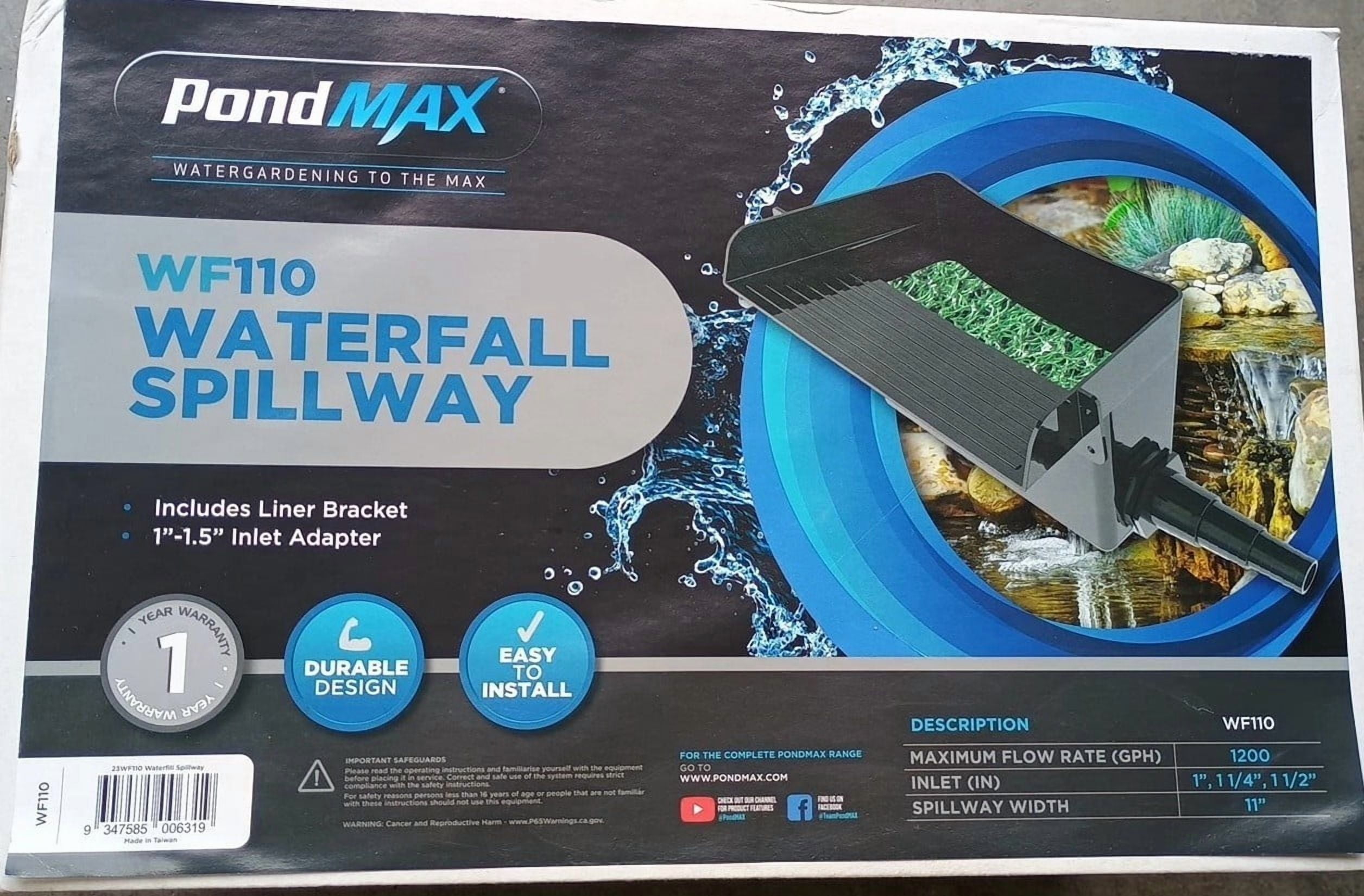 WF110 PondMAX Waterfall Spillway 11" w/ Filter - Walmart.com