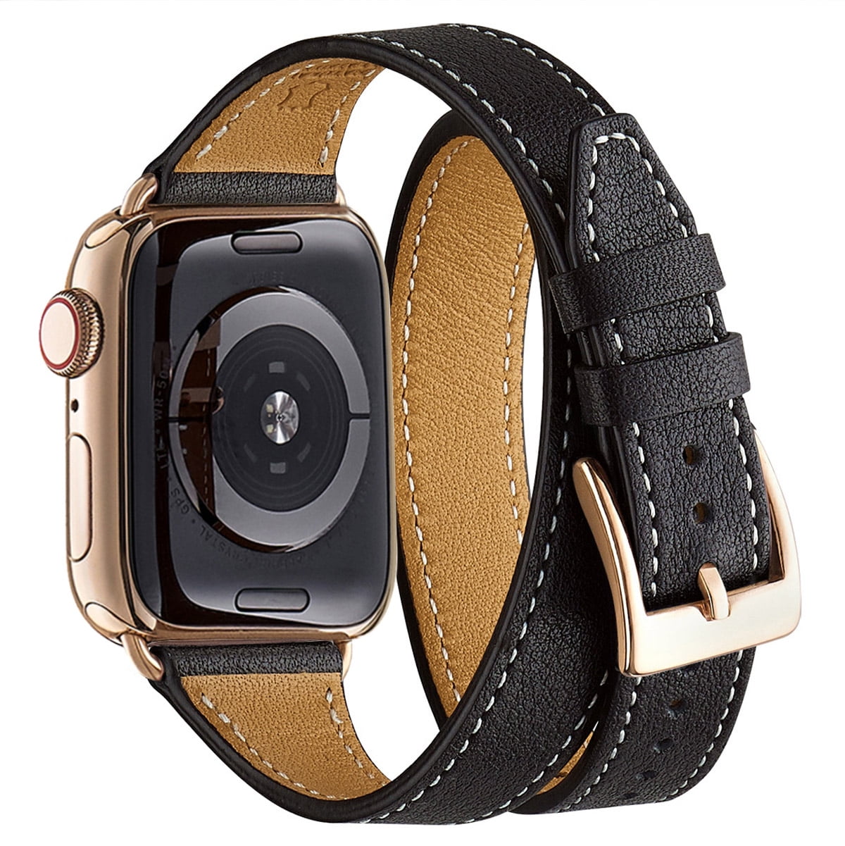 WFEAGL Leather Double Tour Replacement Strap Apple Watch 38mm 40mm 41mm ...