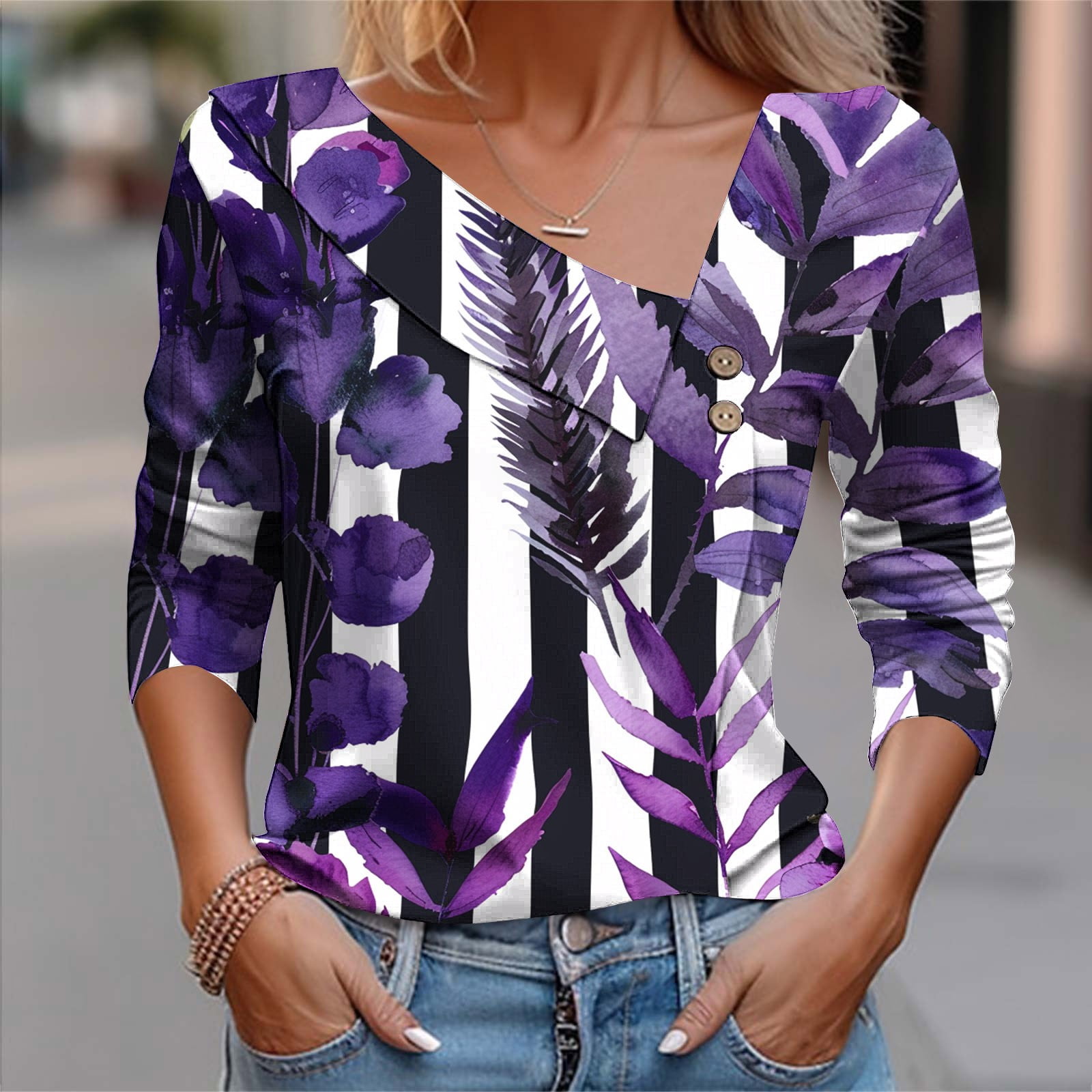 WFJCJPAF 2025 New Product Blouses for Women Plus Size Purple,Women's ...