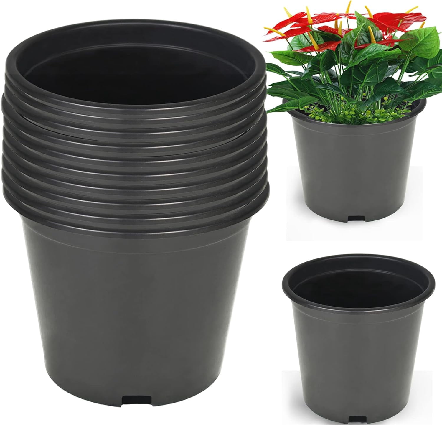 WFLNHB 10 Packs 3 Gallon Flexible Nursery Pot Plastic Gallon Pots for ...