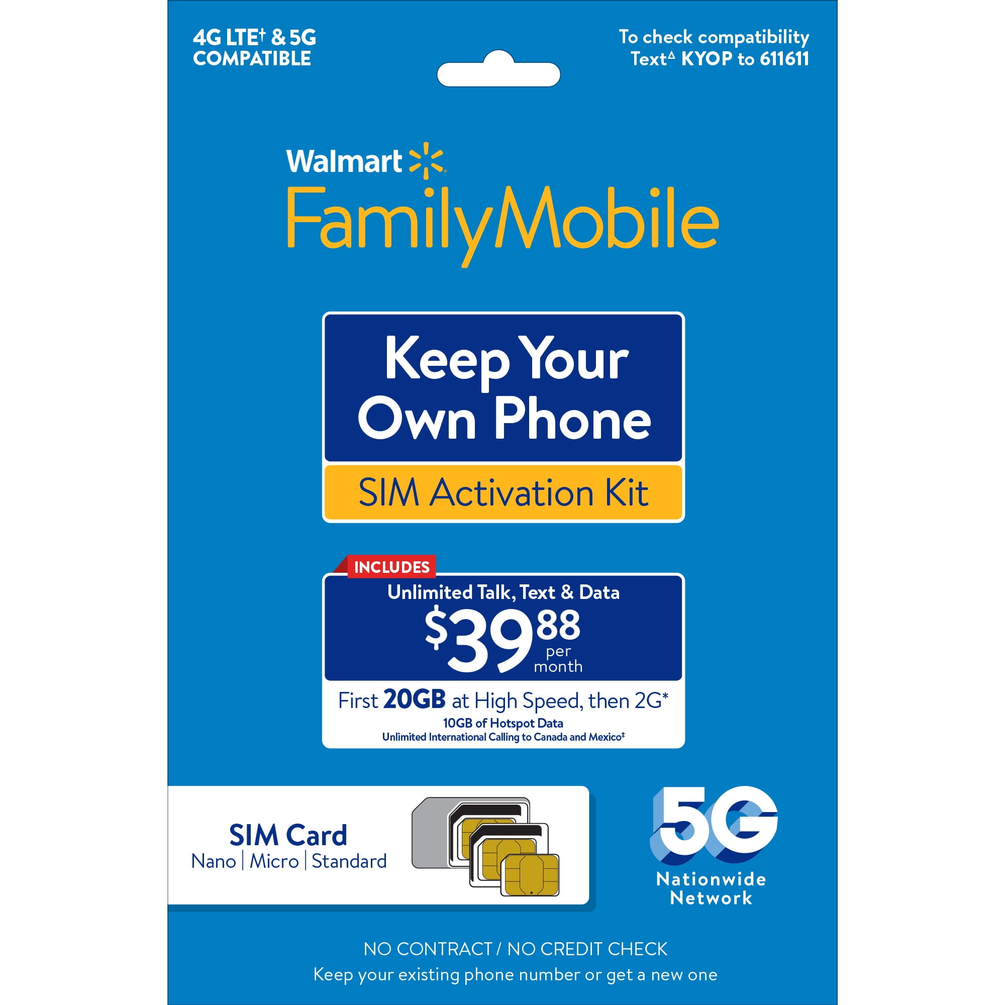 Walmart Family Mobile WFM Bring Your Own Phone Zipper Pack +$39 AT ...
