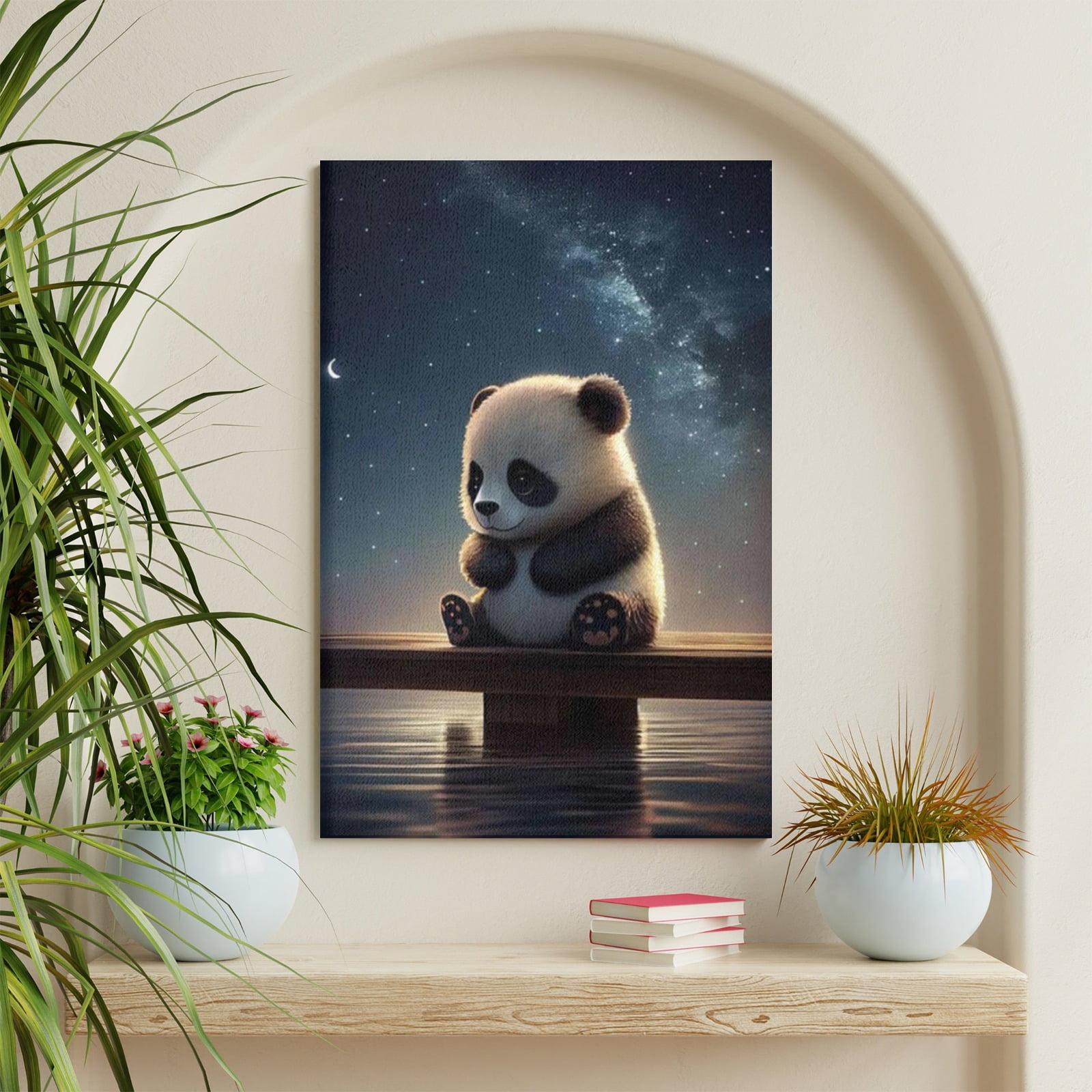 WFSposter Astronaut Space Panda Bear Poster Animal Wall Decor Cartoon Cute Baby Kids Room Wall ...