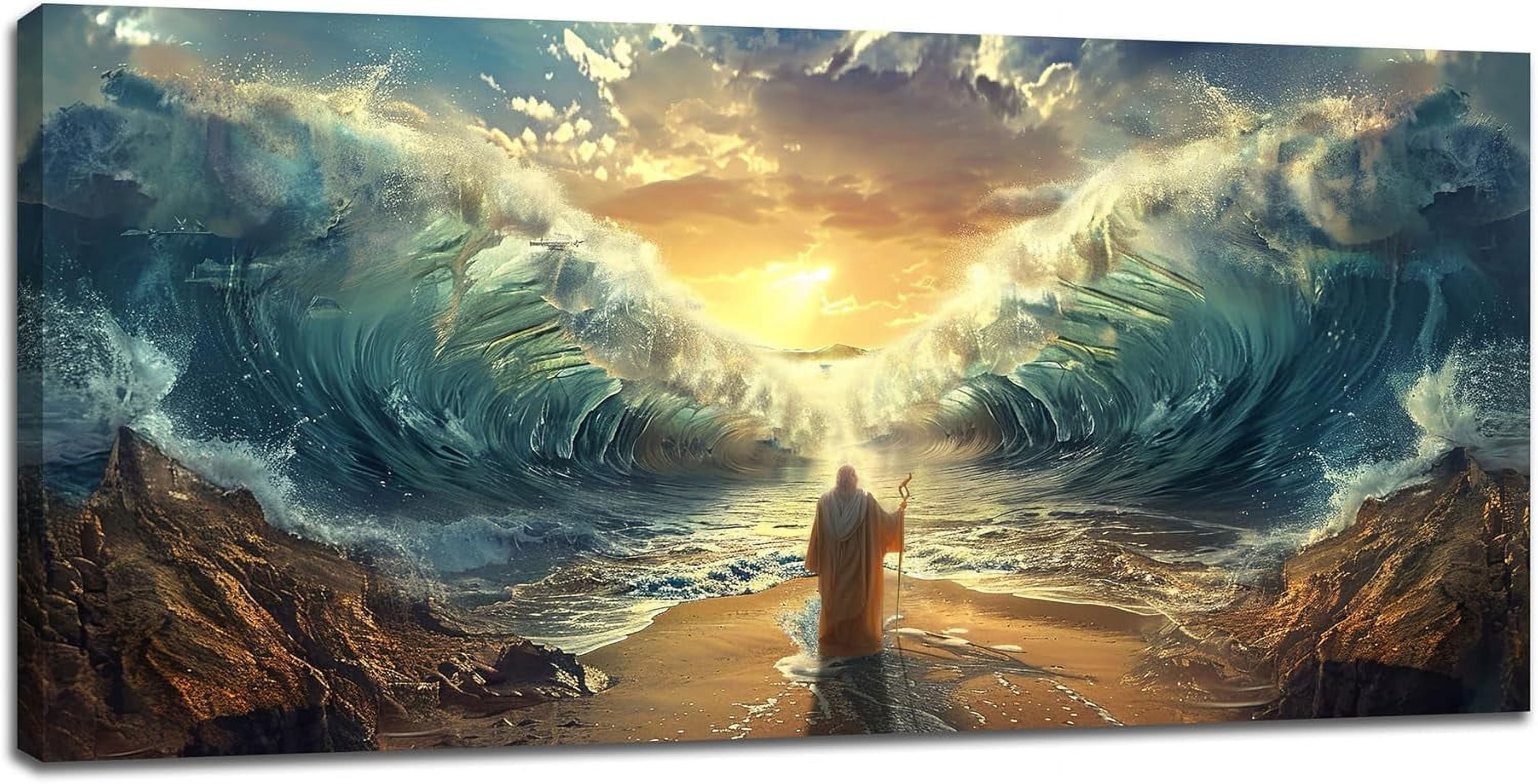 WFSposter-Beach Moses Large Wall Art Separate the Red Sea Pictures Wall ...