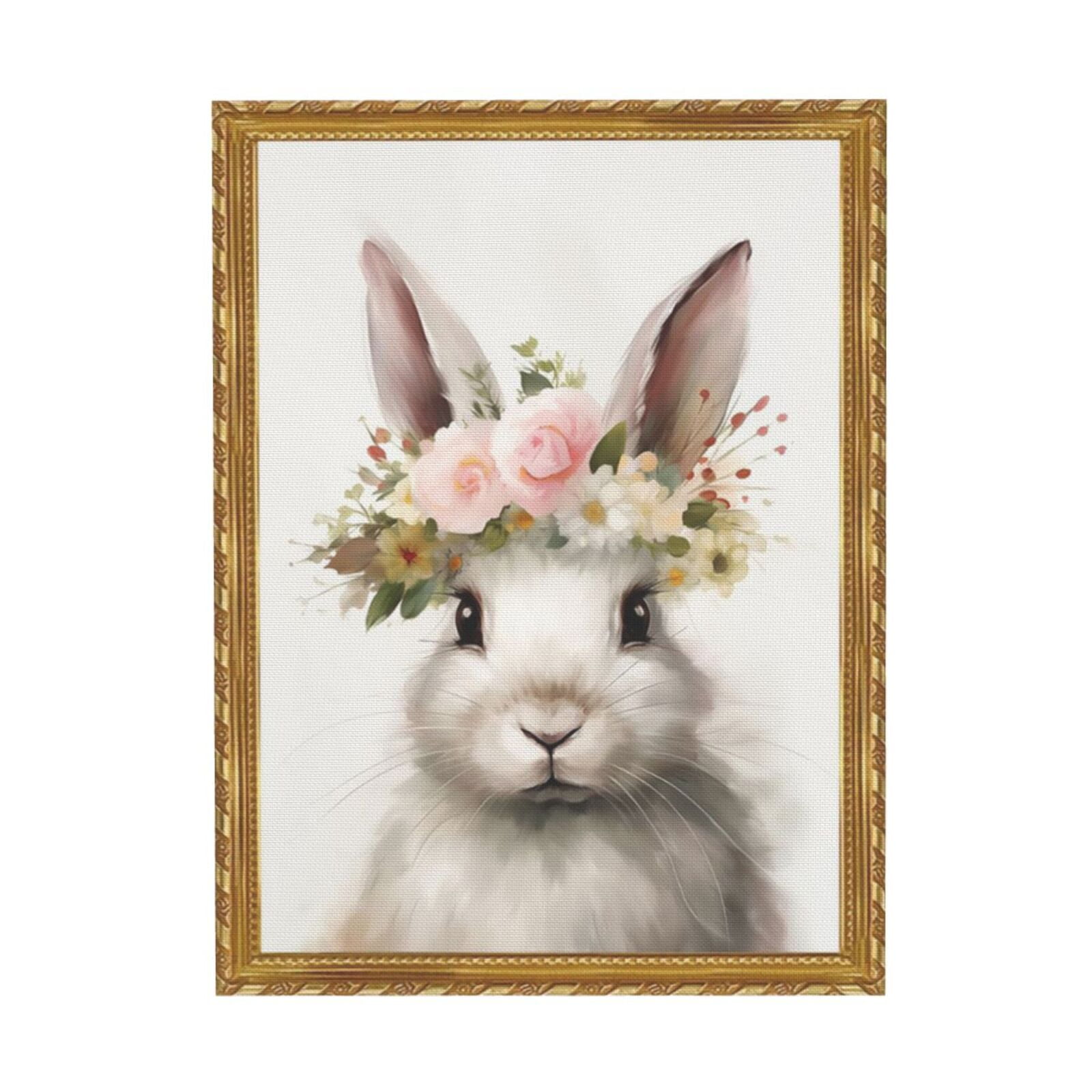 WFSposter Bunny Rabbit Canvas Wall Art Cute Animal Paintings Watercolor ...