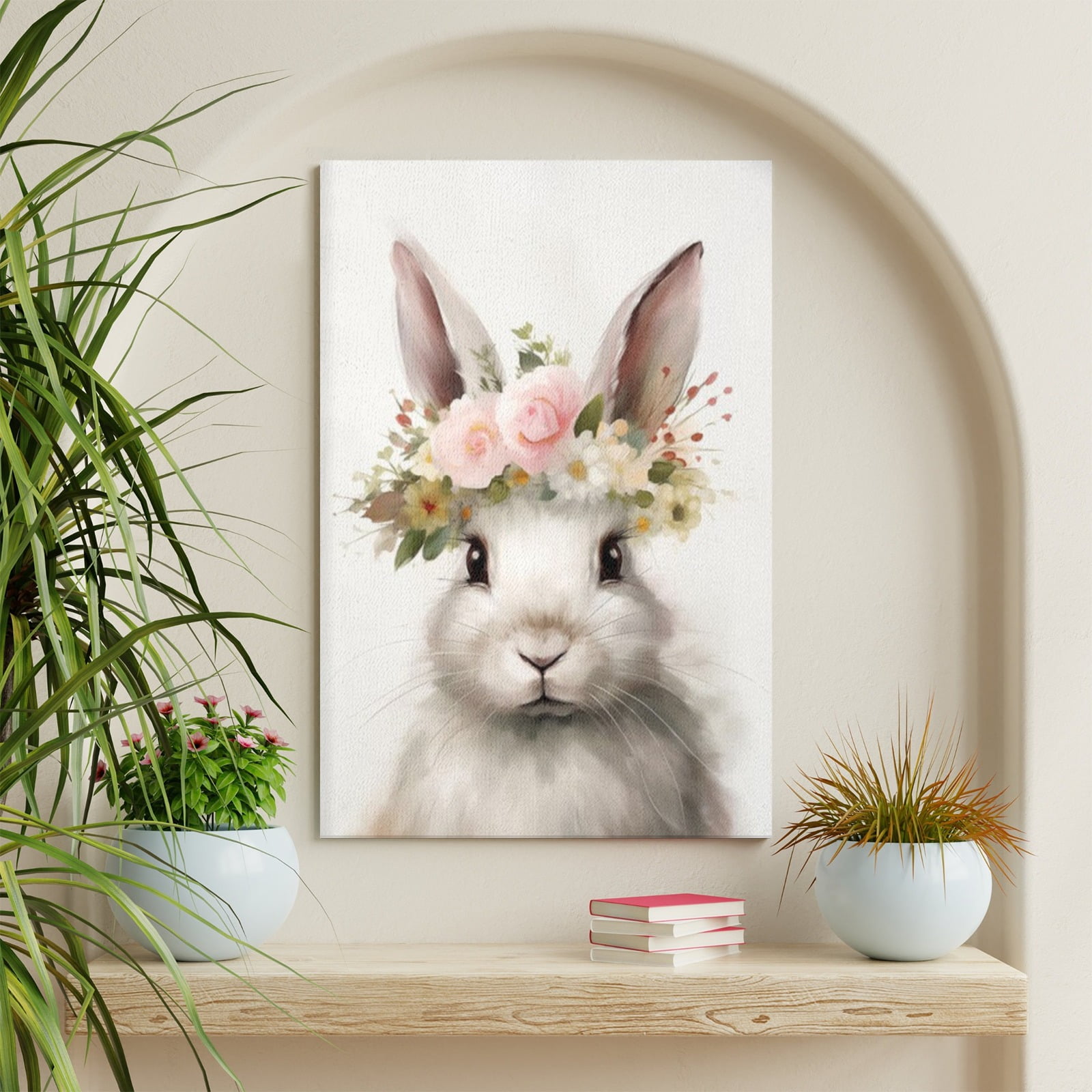 WFSposter Bunny Rabbit Canvas Wall Art Cute Animal Paintings Watercolor ...