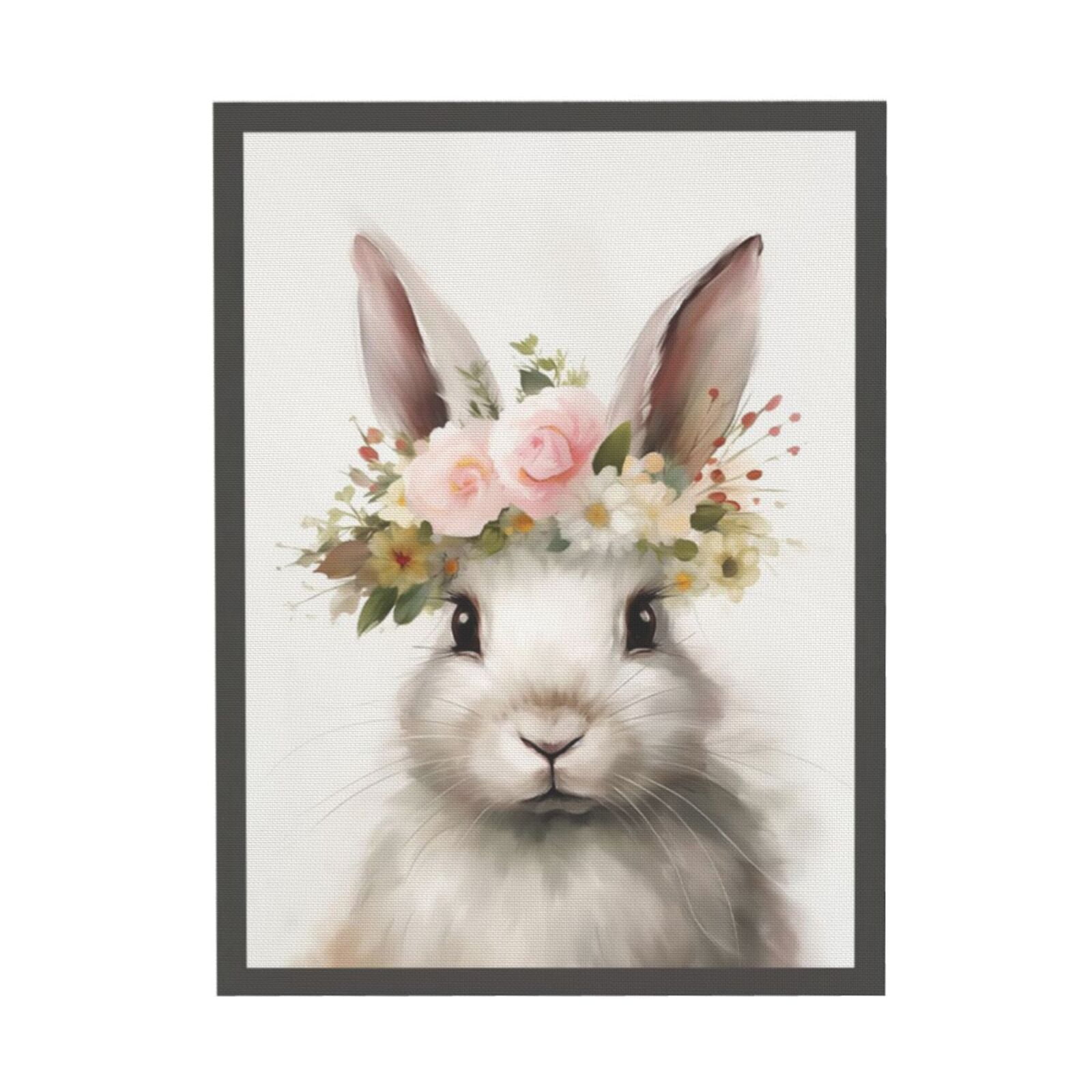 WFSposter Bunny Rabbit Canvas Wall Art Cute Animal Paintings Watercolor ...