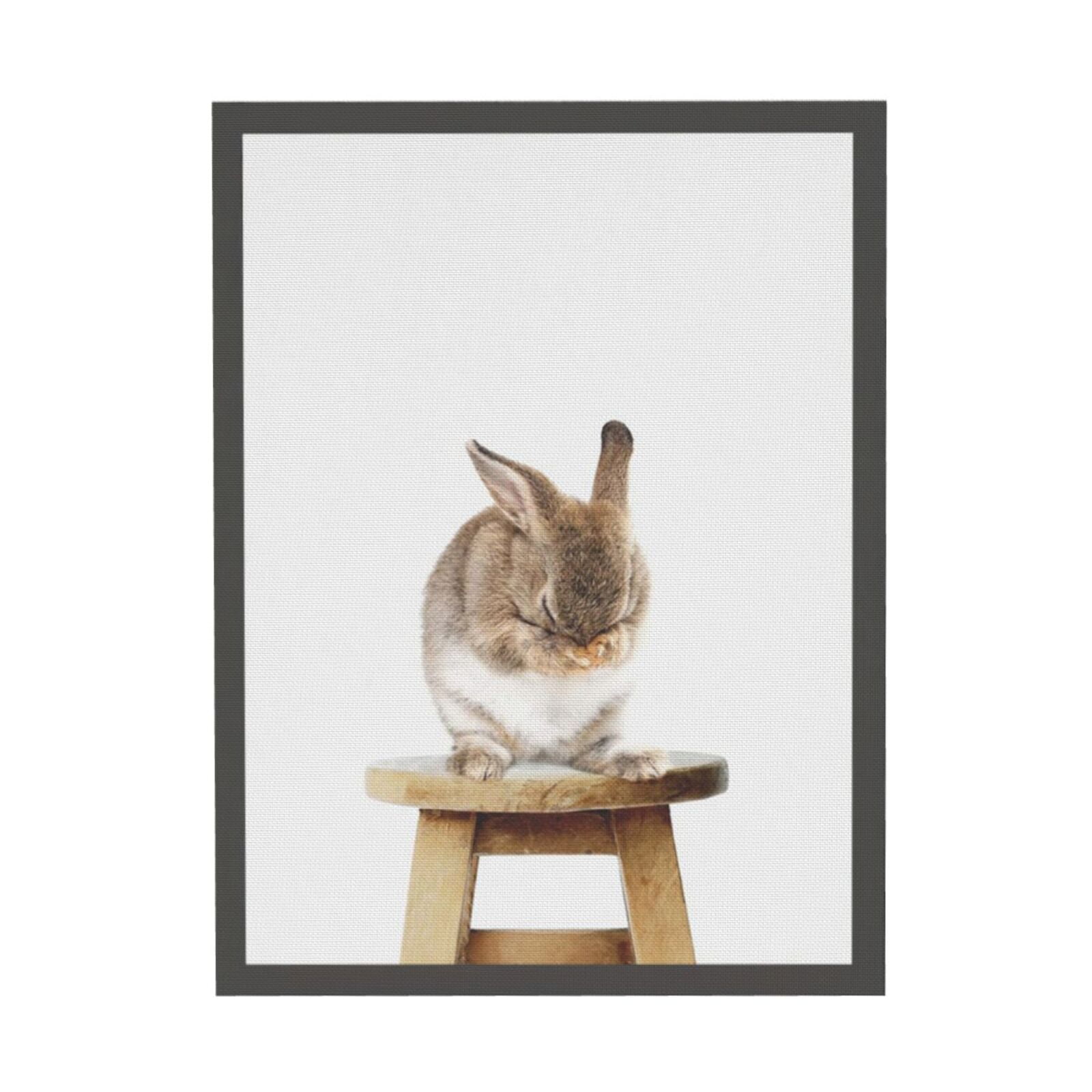 WFSposter Cute Shy Bunny Rabbit Animal Print Portrait Framed Canvas ...