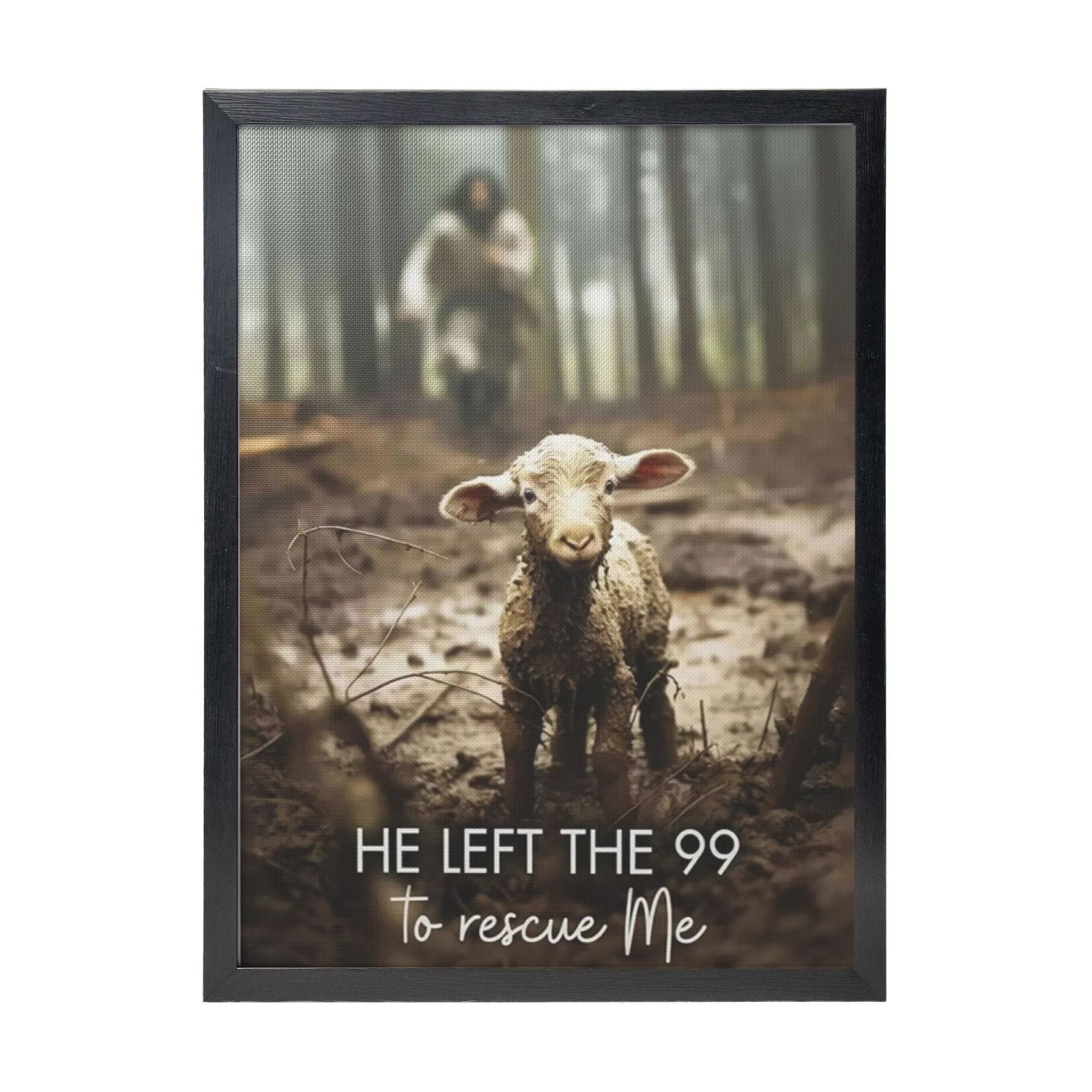 WFSposter Jesus With The Sheep Wall Art Jesus Running After Lamb Canvas ...