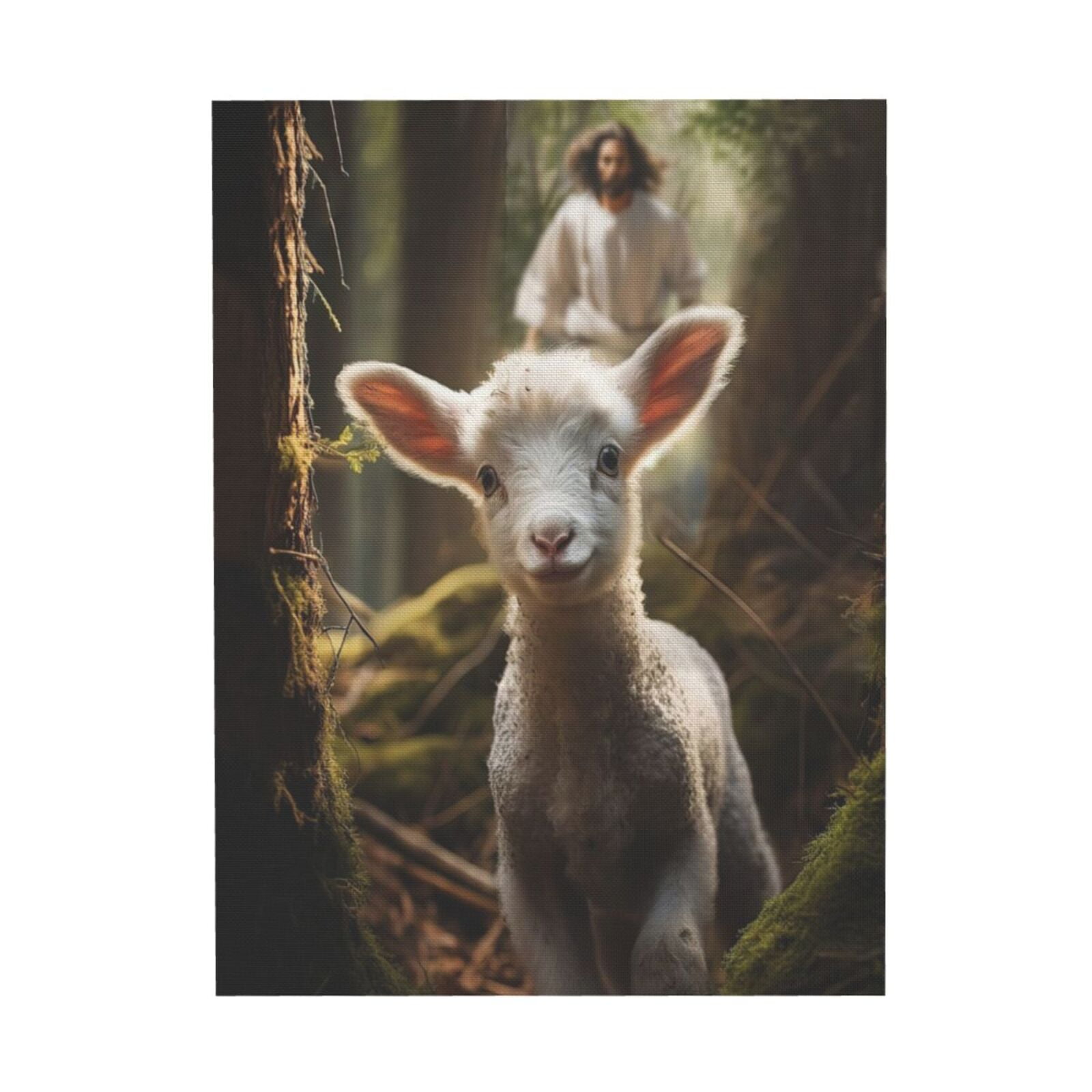WFSposter Jesus and Lamb Canvas Wall Art Jesus Rescues Lost Lamb ...