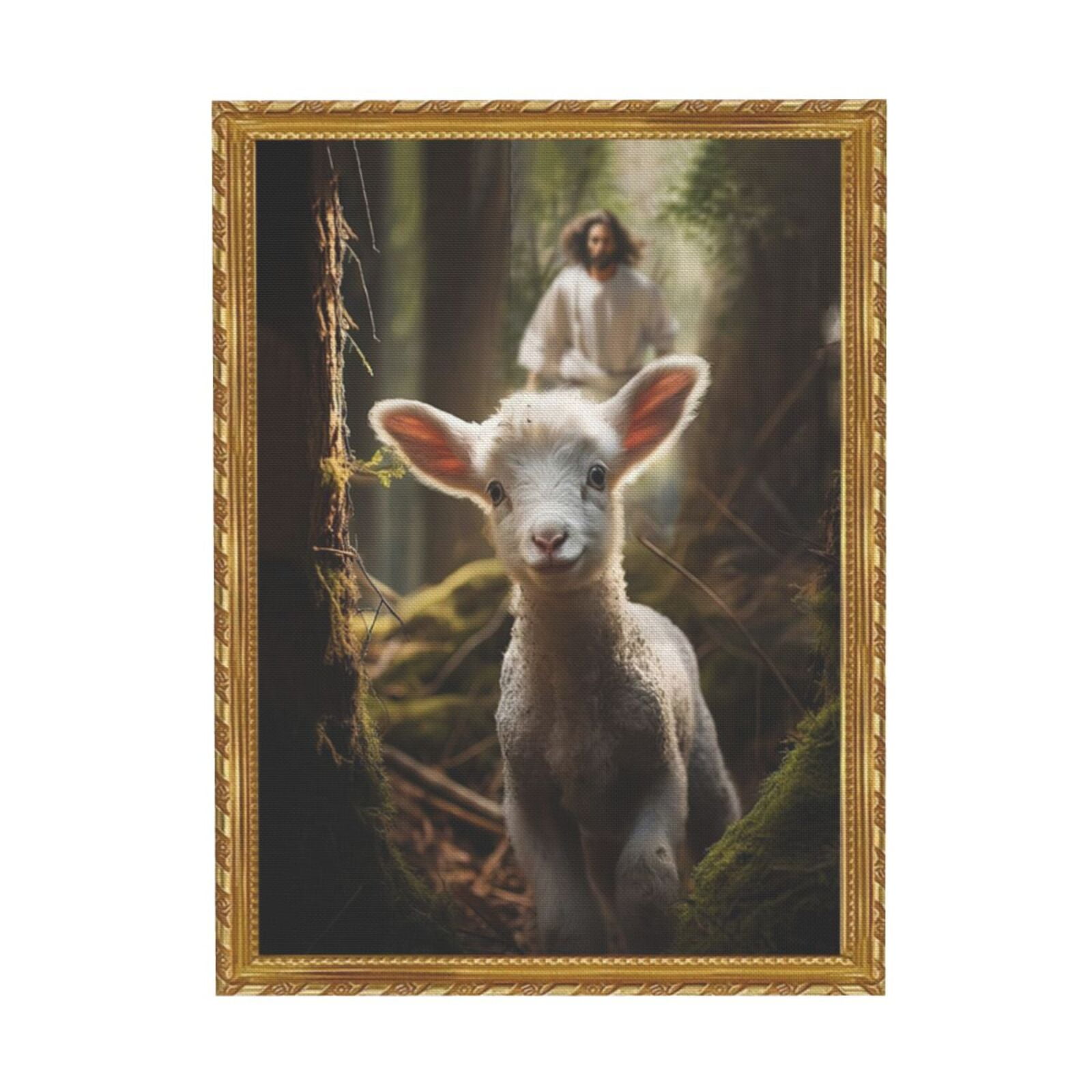 WFSposter Jesus and Lamb Canvas Wall Art Jesus Rescues Lost Lamb ...