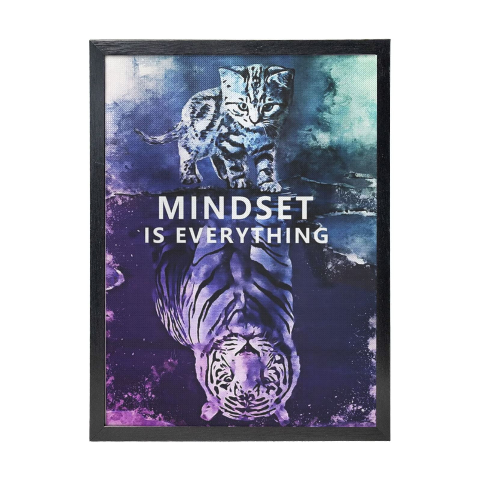 WFSposter Mindset is Everything Inspirational Wall Art Small Cat and ...