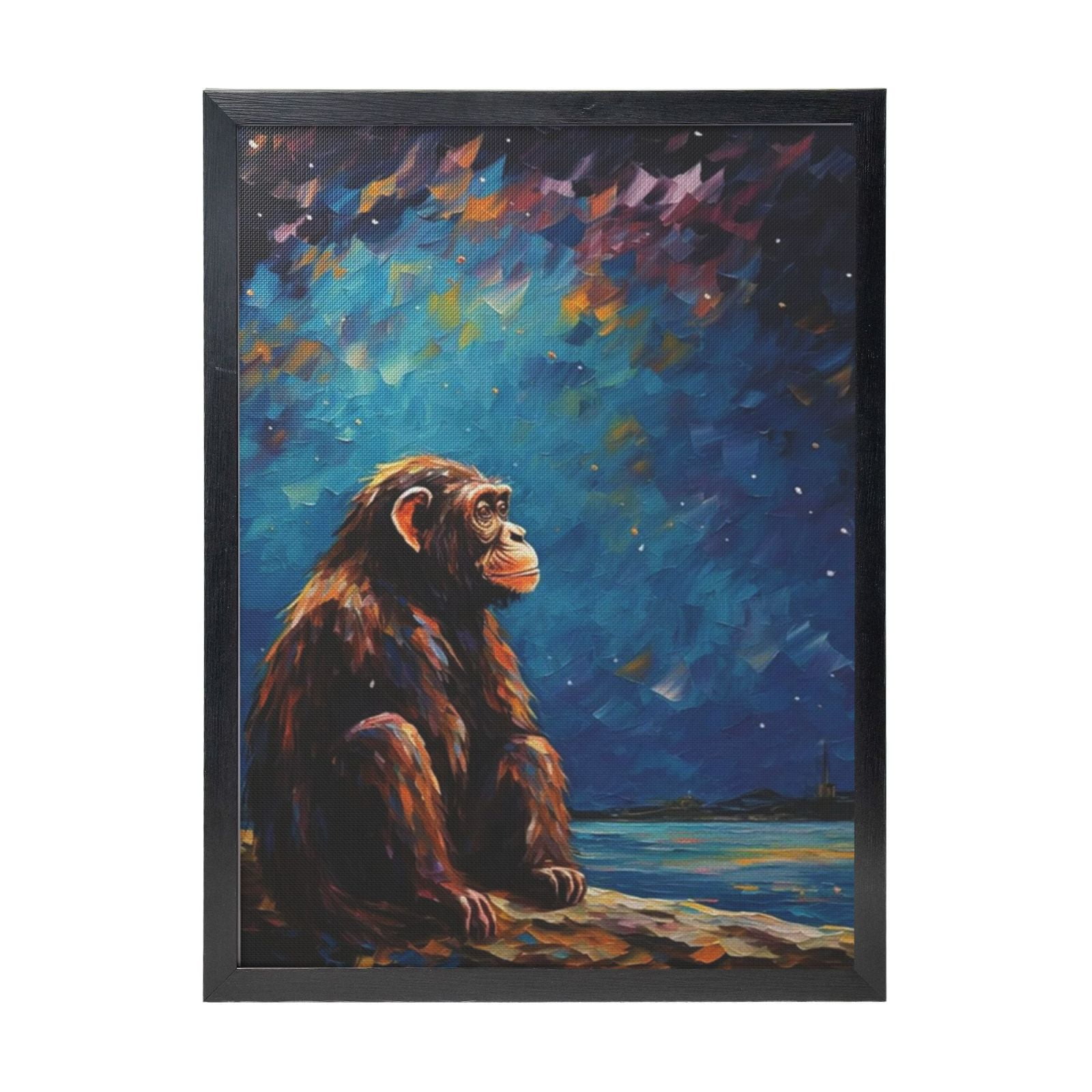 WFSposter Monkey Funny Animal Picture Canvas Wall Art Hand Painted ...