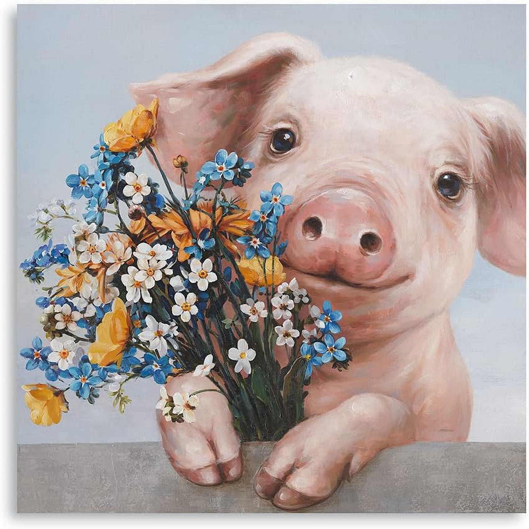 WFSposter Pig Pictures Canvas Wall Art Animal Pink Pig Pictures Holding ...