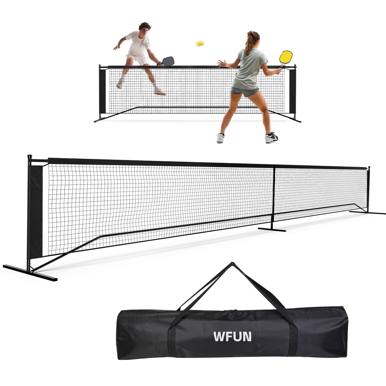 WFUN 22FT Portable Pickleball Net with Carry Bag, Adjustable Outdoor ...