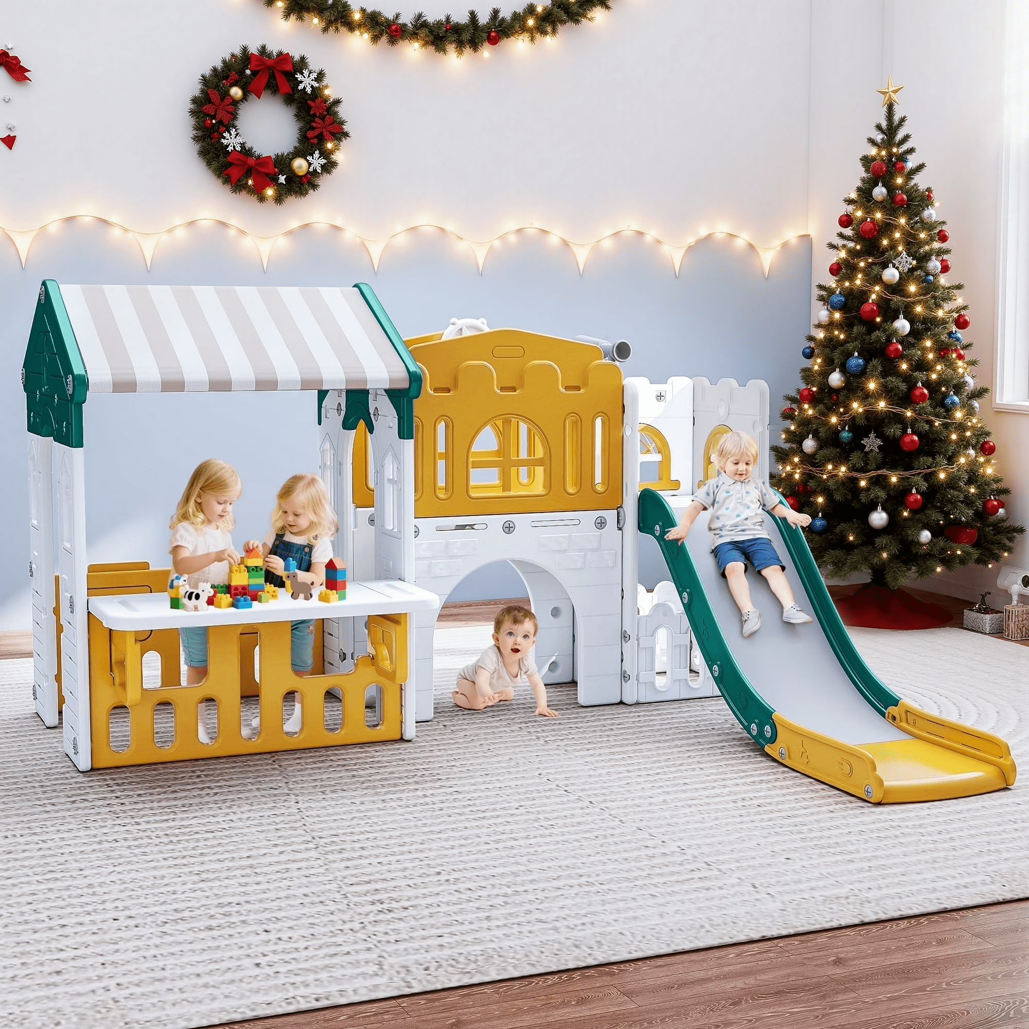 WFUN 9 in 1 Indoor Infant Toddler Playground Slides Playset for ...