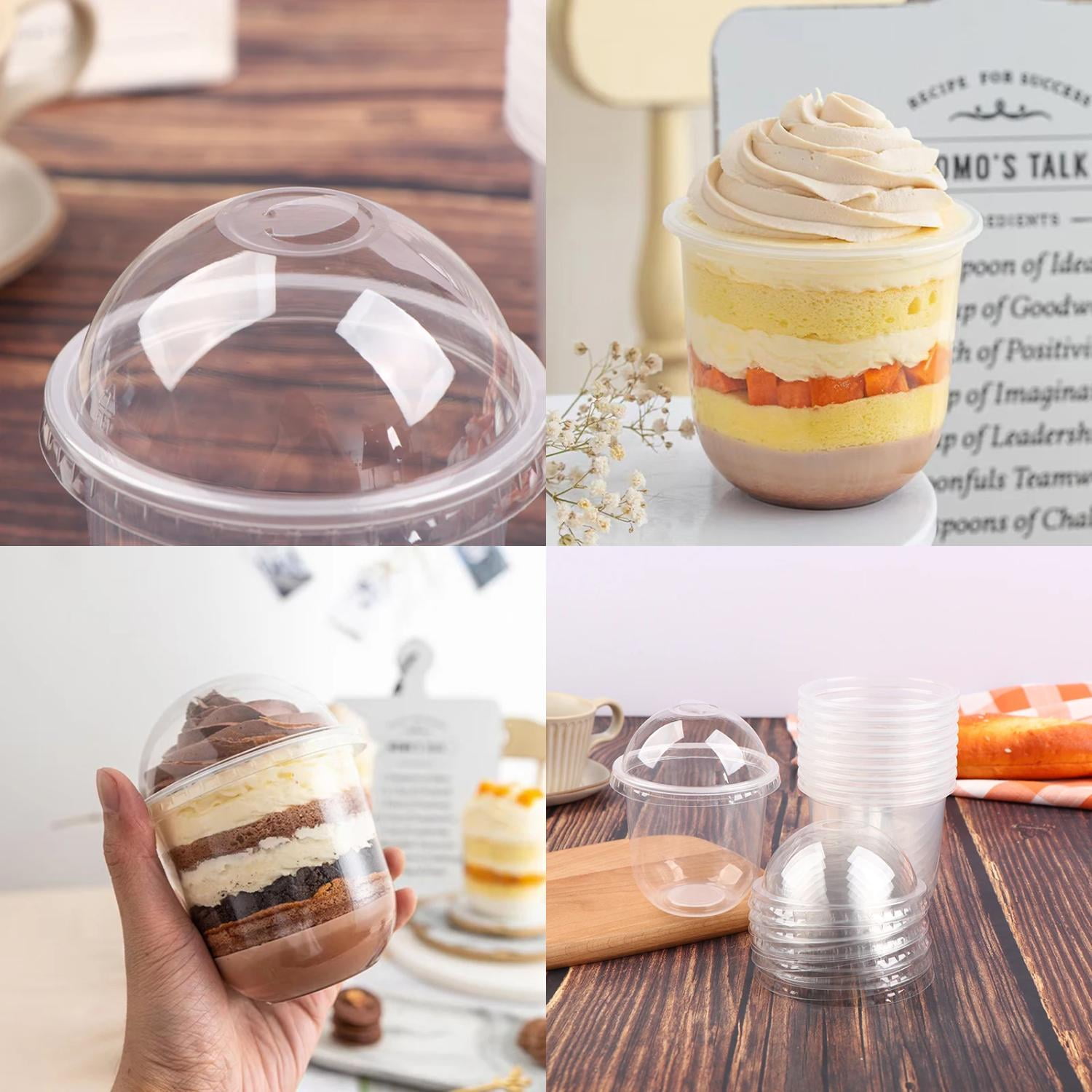 WFUPENG 50Pcs Disposable Transparent Plastic Mousse Cake Cup with Lid ...