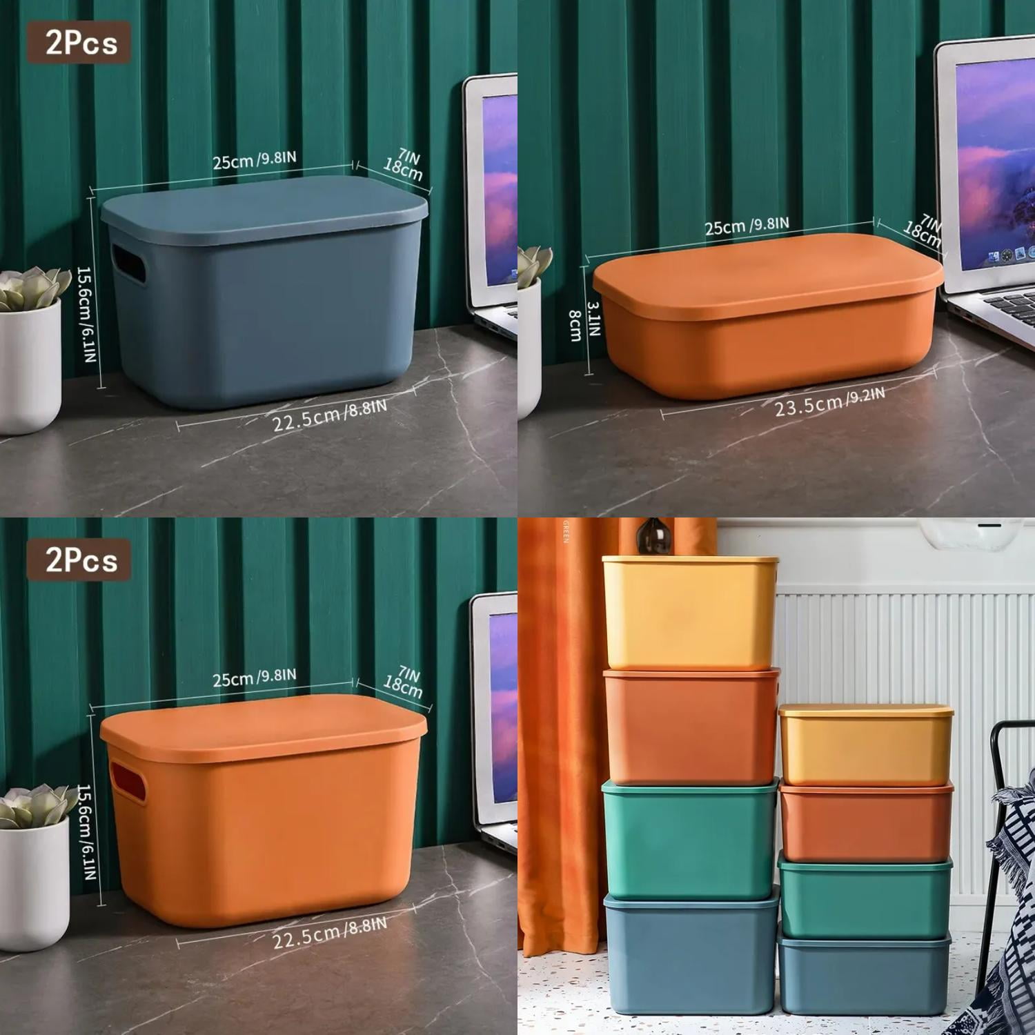 WFUPENG Colorful Stackable Bins with Lid and Handle Plastic Desktop ...