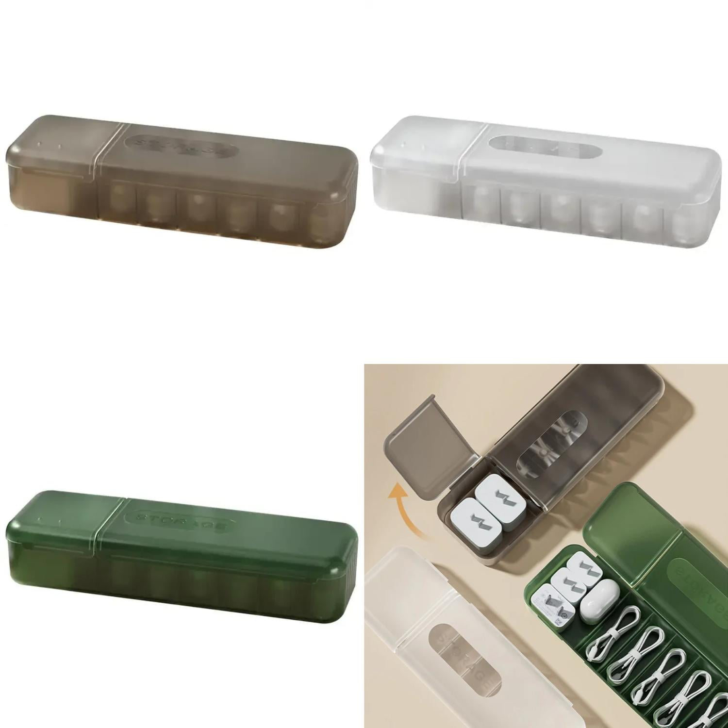 WFUPENG Double Cover 7Grid Desktop Data Cable Box - Organize Mobile ...