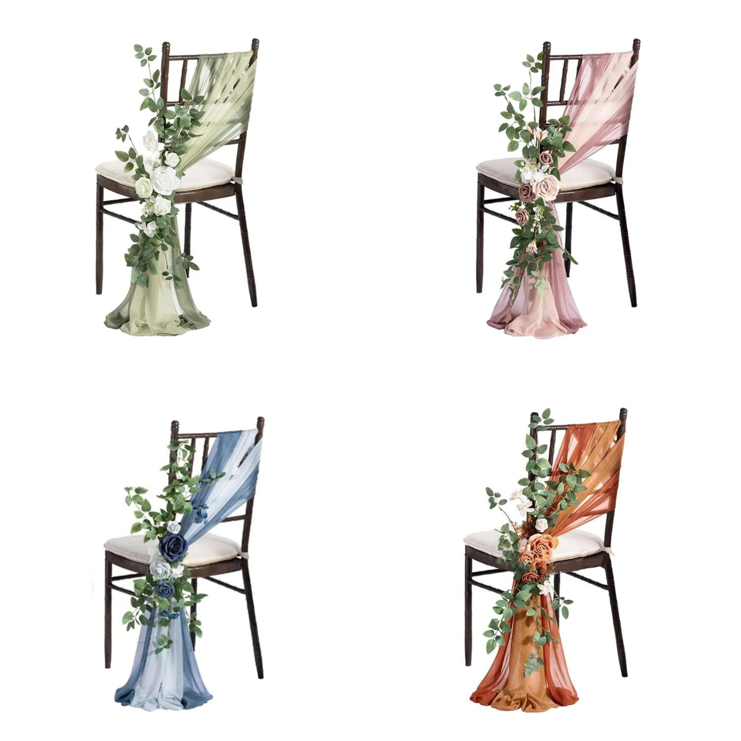 WFUPENG Elegant 3Pcs Chiffon Chair Sashes for Wedding Chair Covers with ...