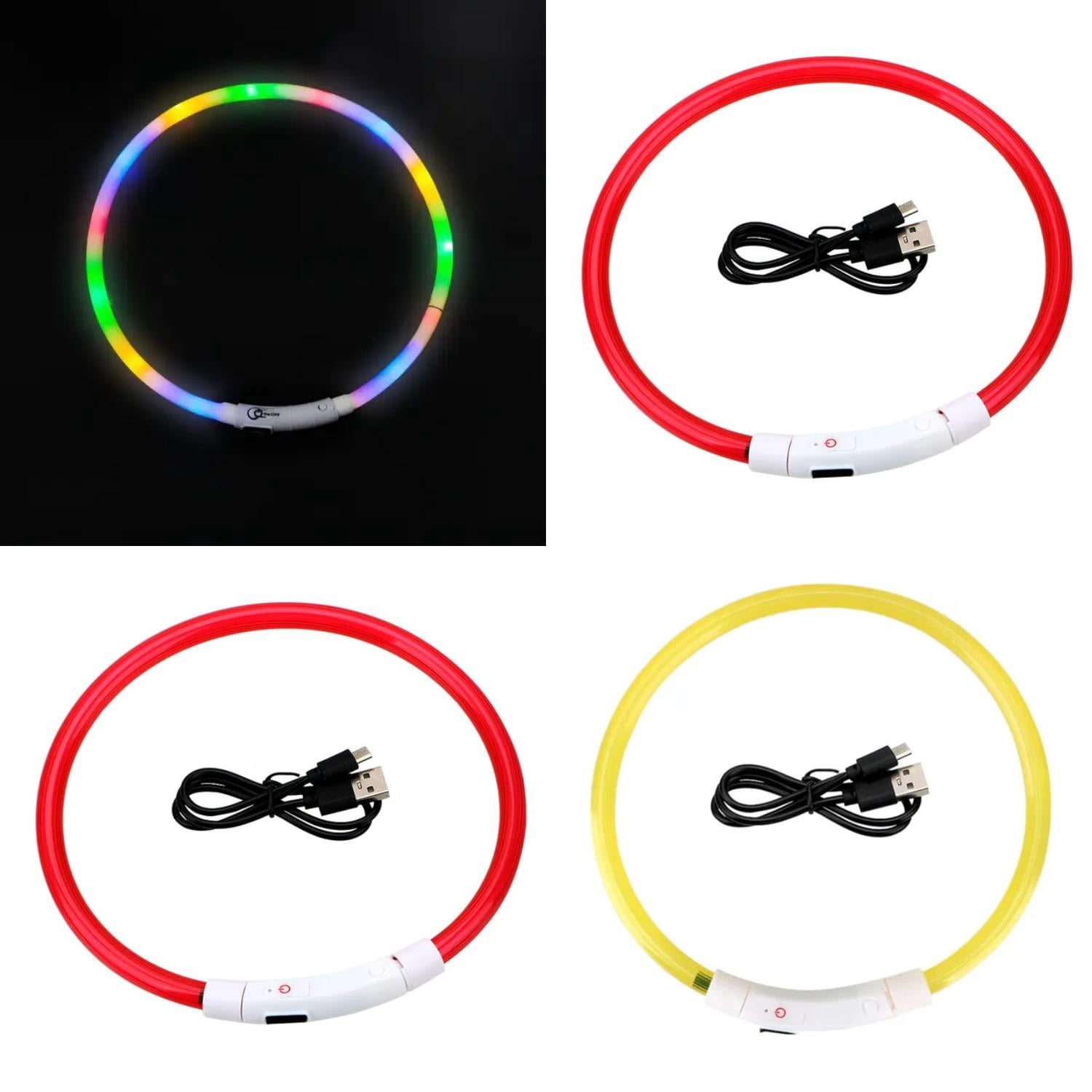 WFUPENG Glowing LED Dog Collar with Luminous USB Function 3 Modes Light ...