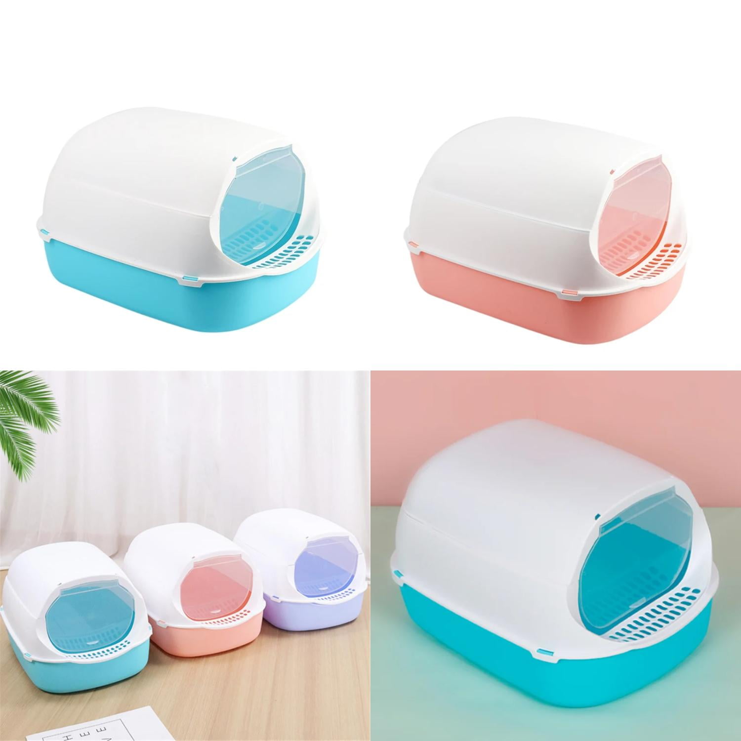 WFUPENG Indoor Fully Enclosed Plastic Cat Litter Box Kitten Anti-Splash ...