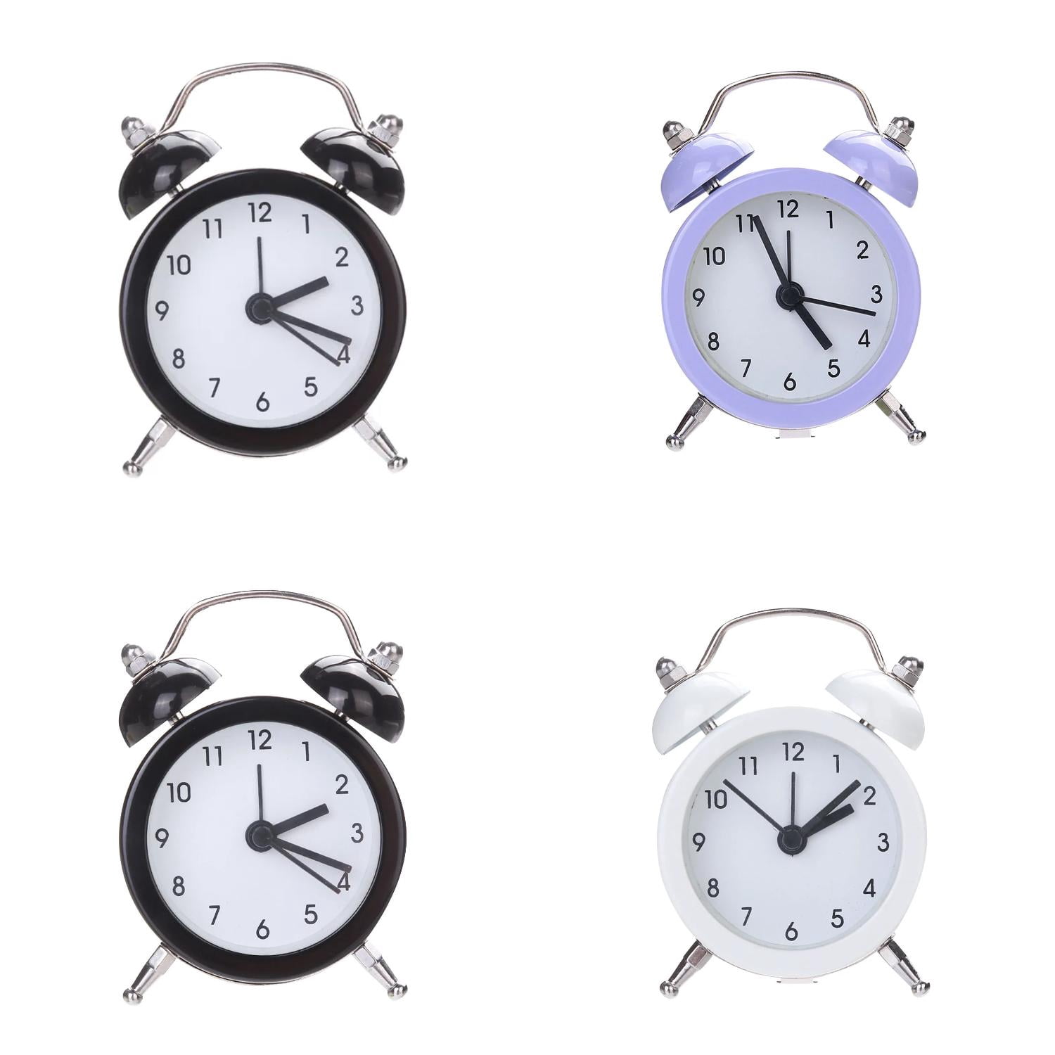 WFUPENG Mini Retro Silent Twin Bell Analog Desk Table Alarm Clock with ...