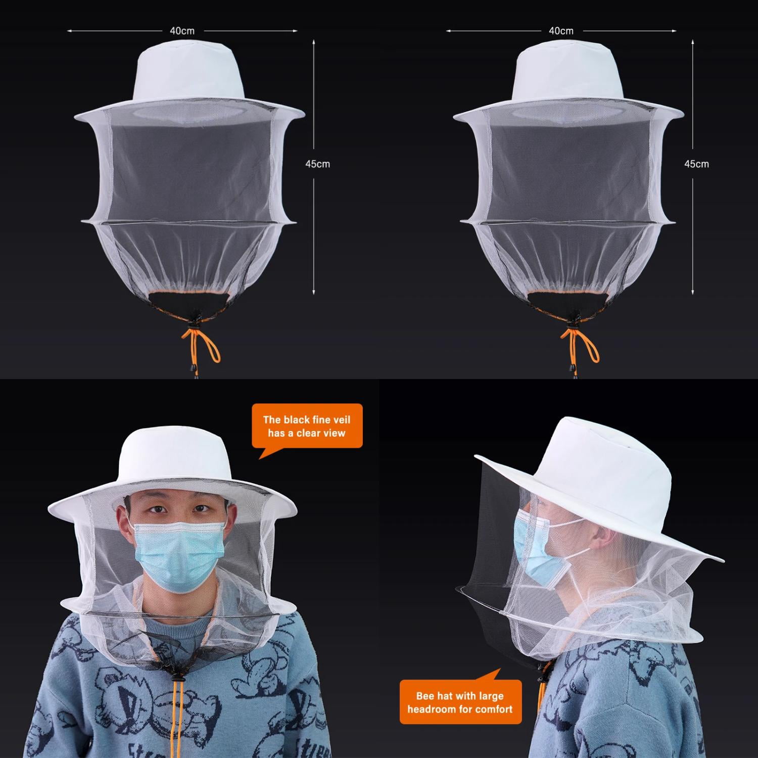 WFUPENG Professional Beekeeping Hat with Brim and Thickening Face for ...