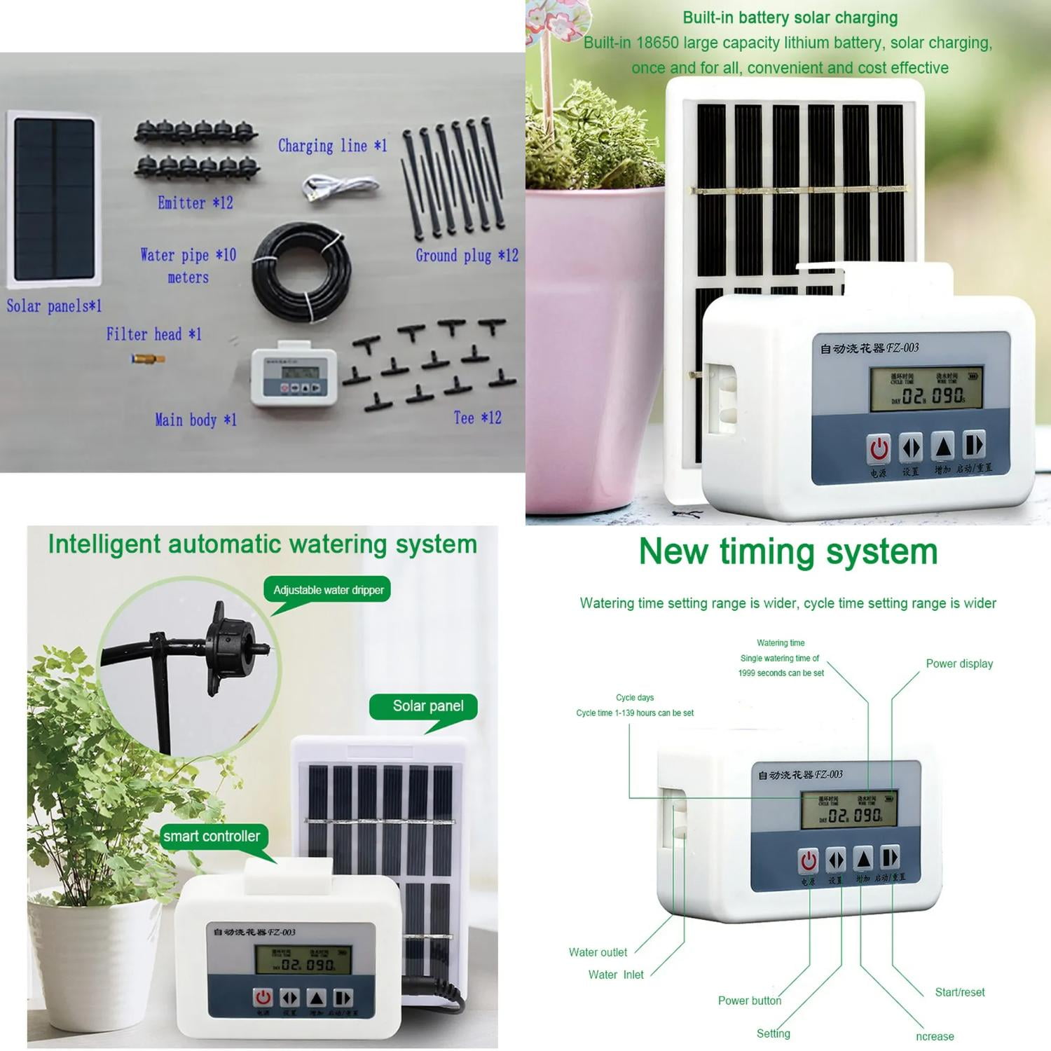 WFUPENG Solar Energy Automatic Intelligent Potted Plant Drip Irrigation ...