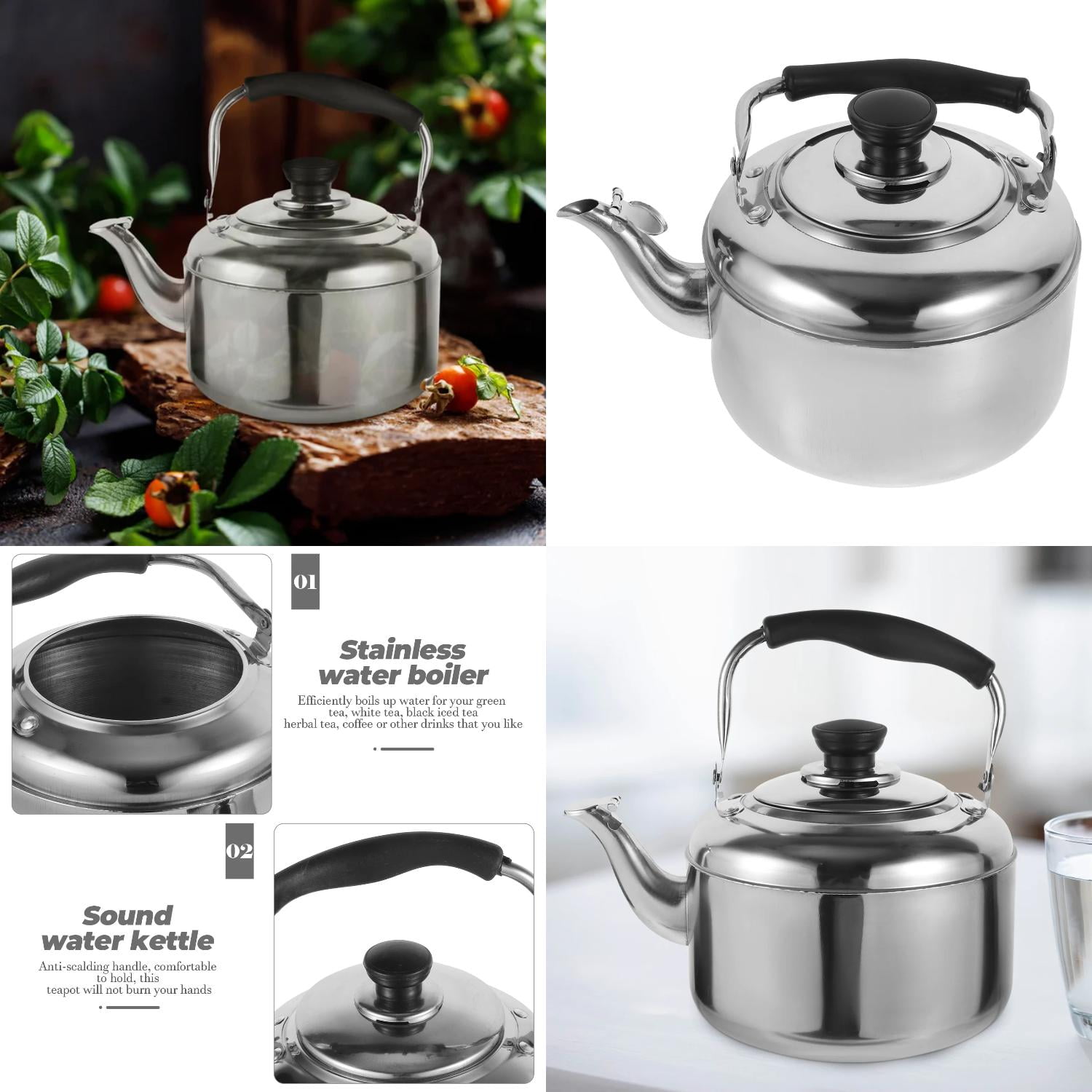 WFUPENG Stainless Steel Induction Tea Kettle Whistling Stove for Hot ...